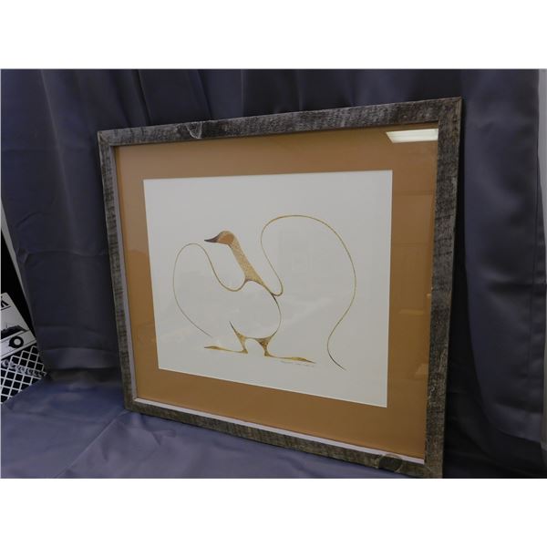 Barnwood Framed Native Art Print by Benjamin Chee Chee 1975