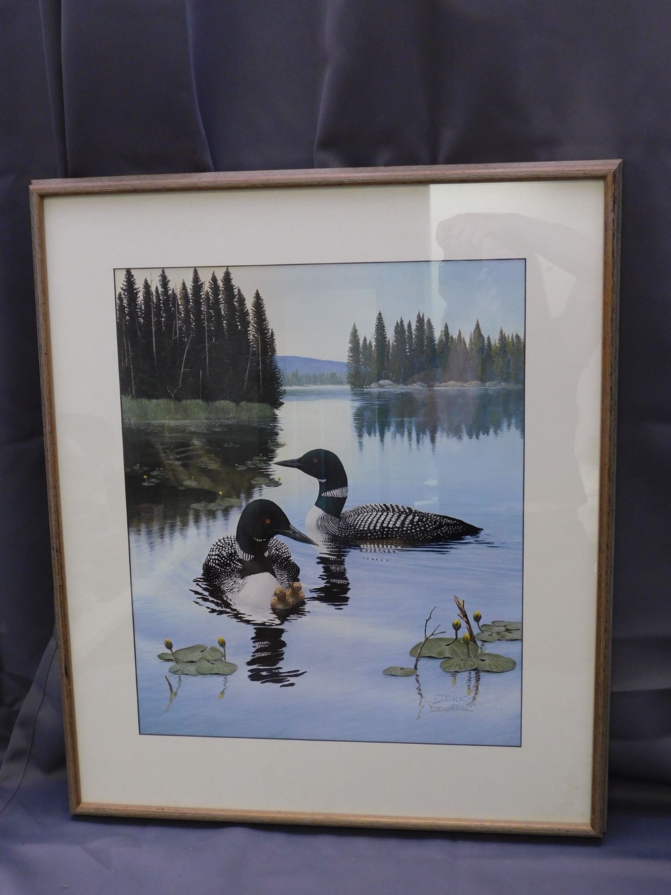 Framed Loons Print by Artist DERK 23" x 27"