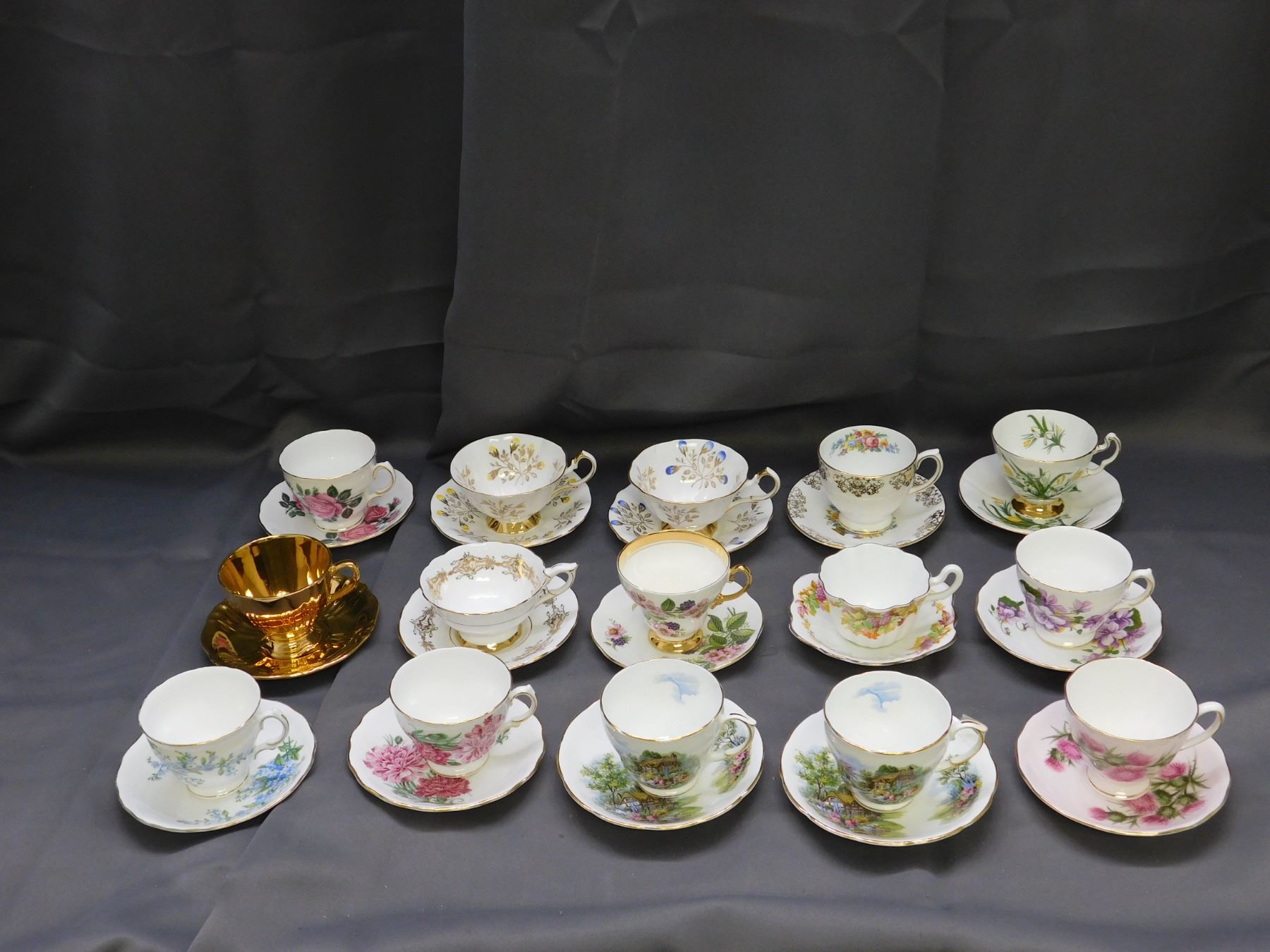 Lot of 15 Assorted Fine Porcelain China Tea Cups and Saucers Foley ...