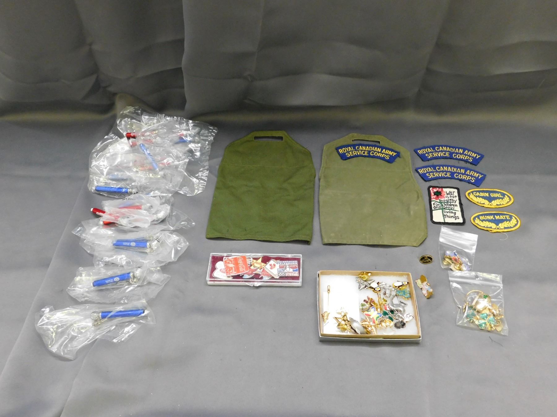 Lot of Royal Canadian Service Corps Patches, Apron, Novelty Patches and ...
