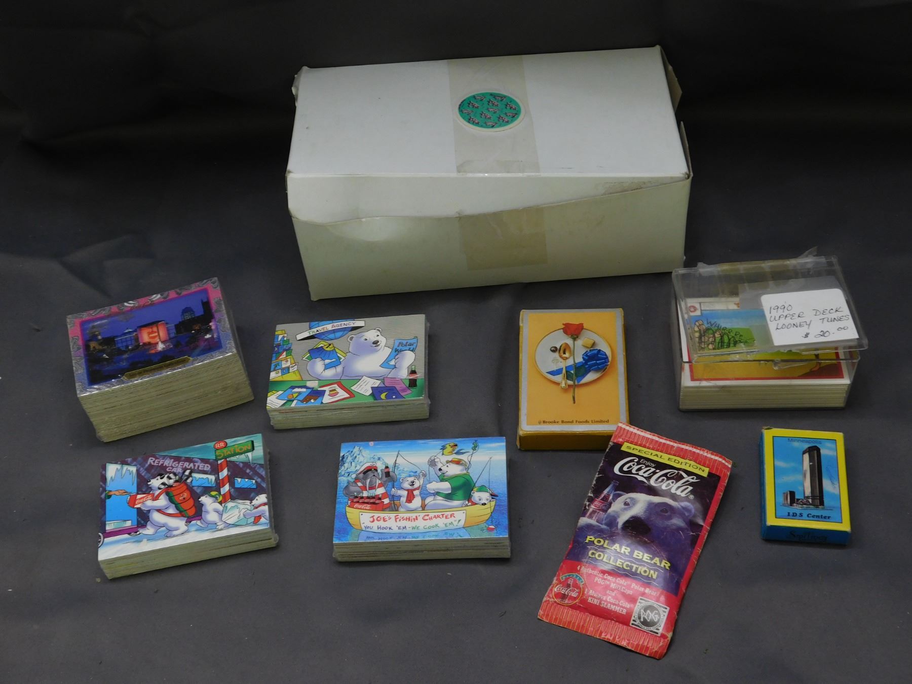 4 Sets of Coca Cola Cards, Box of Pogs, Looney Tunes Baseball Cards ...