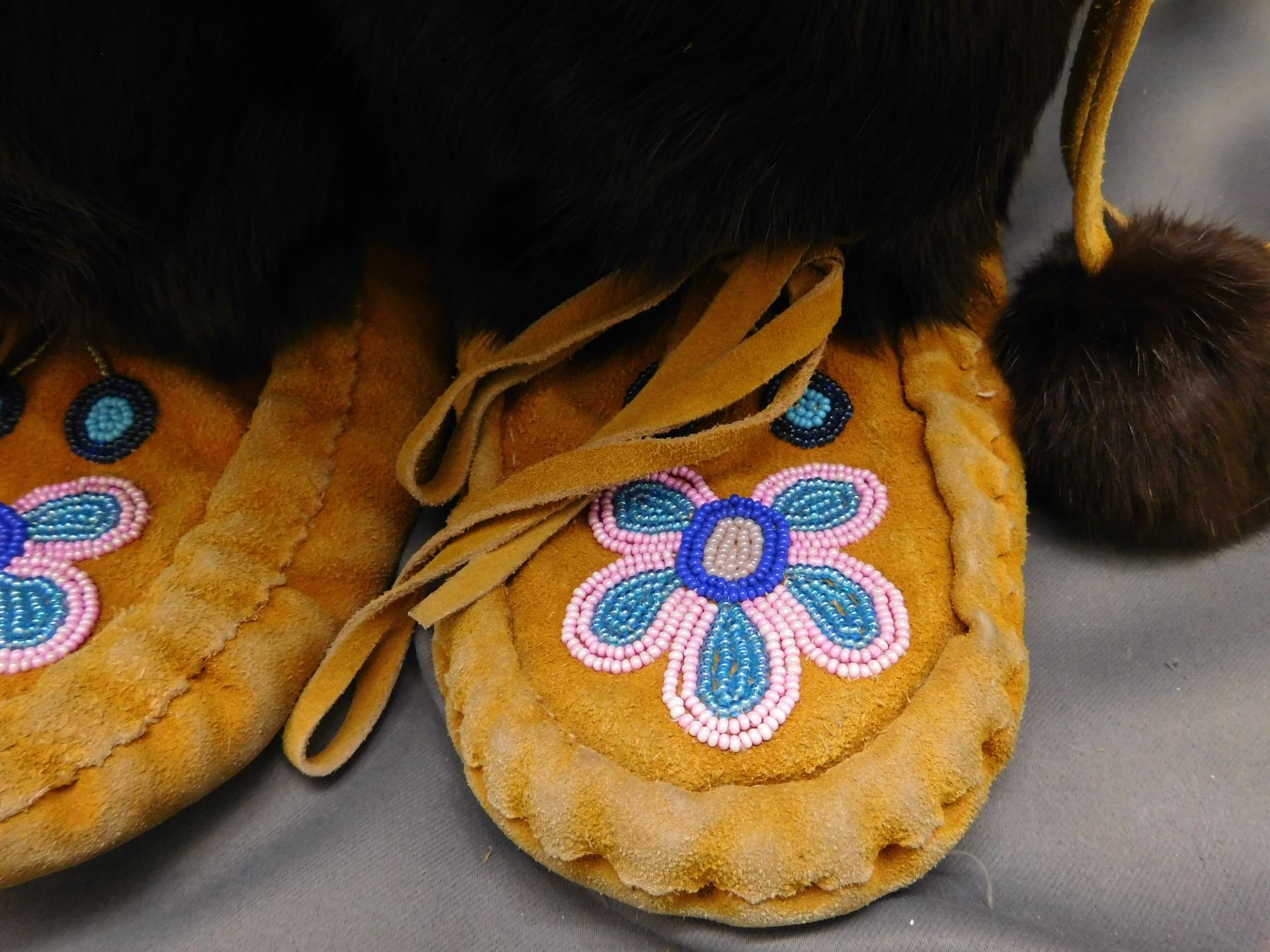 Vintage Moose Hide Animal Fur Mukluks with Intricate Beadwork Handmade ...