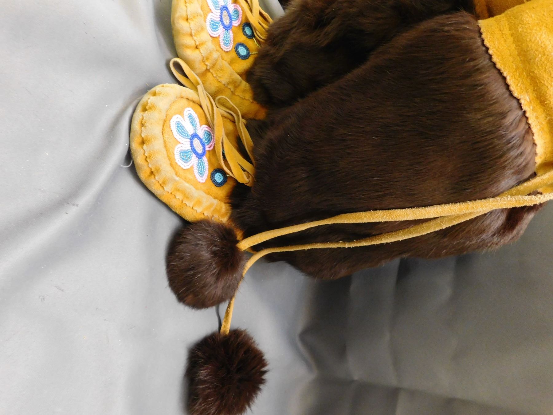 Vintage Moose Hide Animal Fur Mukluks with Intricate Beadwork Handmade ...