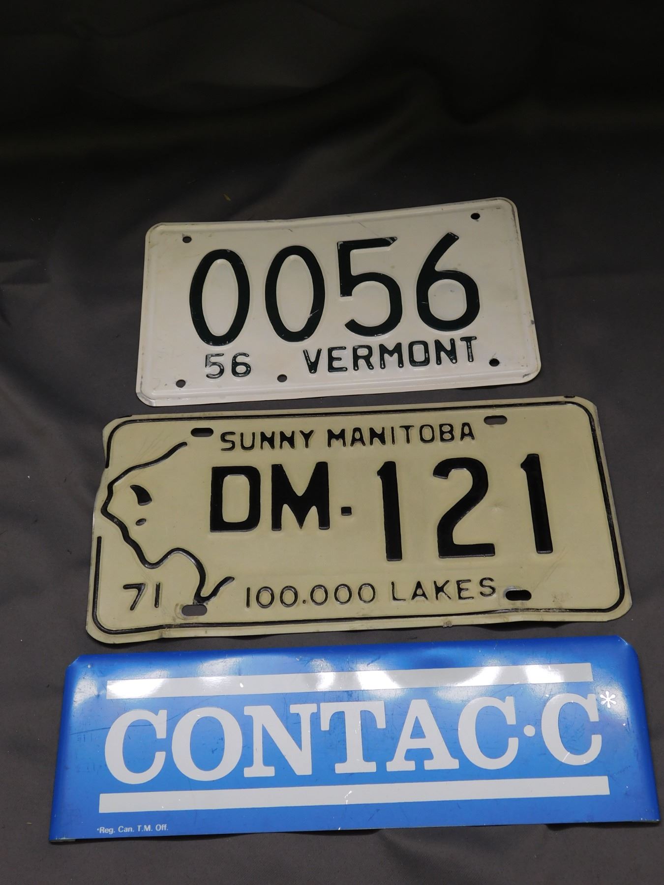Lot of 3 Licence Plate / Dealer Plate Etc Sunny Manitoba 1971, Contacc ...