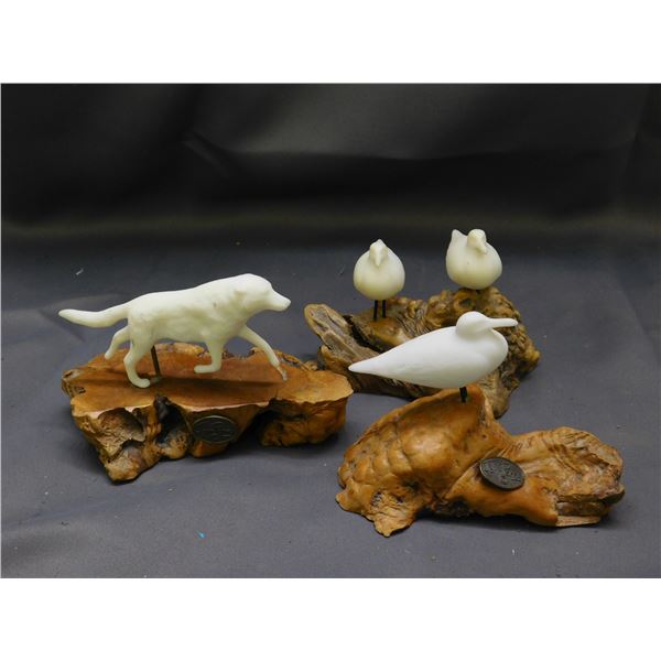 Lot of 3 John Perry Studios INC Seagulls and Wolf Resin Sculptures on ...