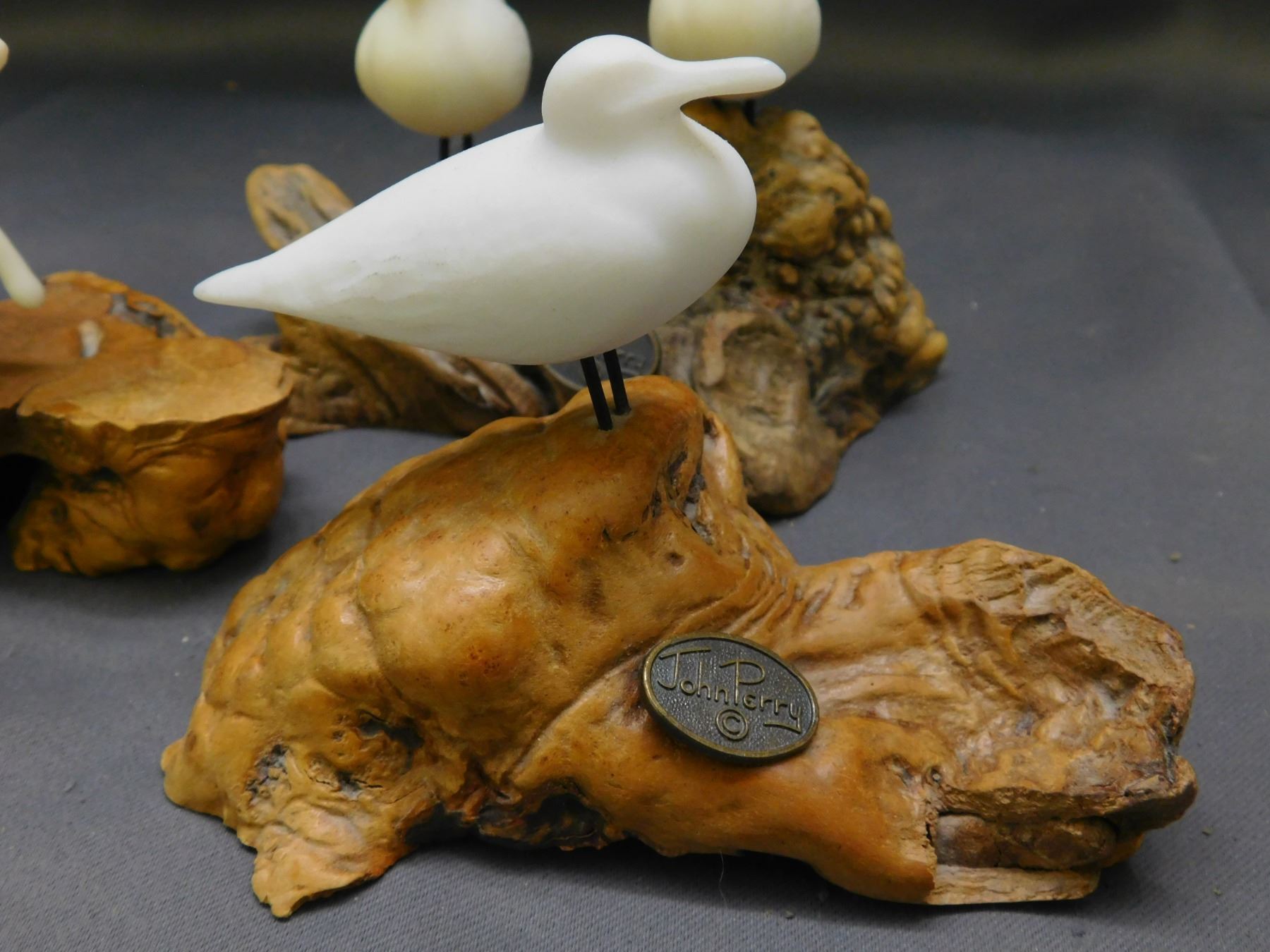 Lot of 3 John Perry Studios INC Seagulls and Wolf Resin Sculptures on ...
