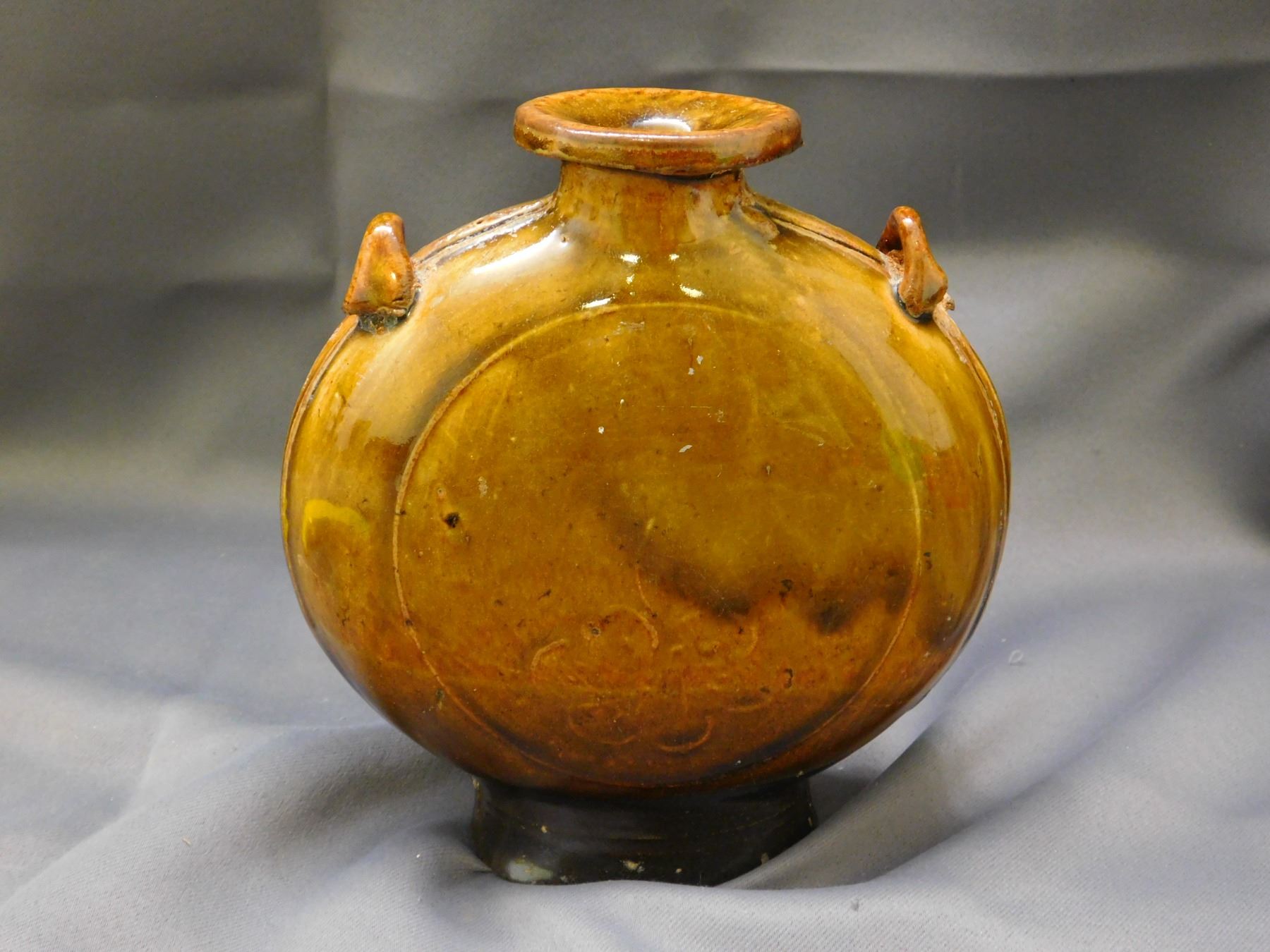 Chinese Brown Glazed Pottery Moon Flask