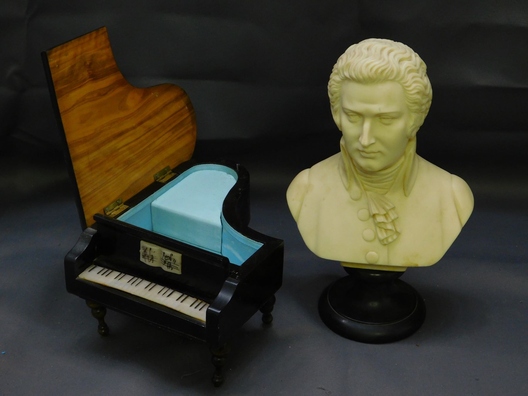 Mozart Bust Made in Italy and Piano Jewelry Box