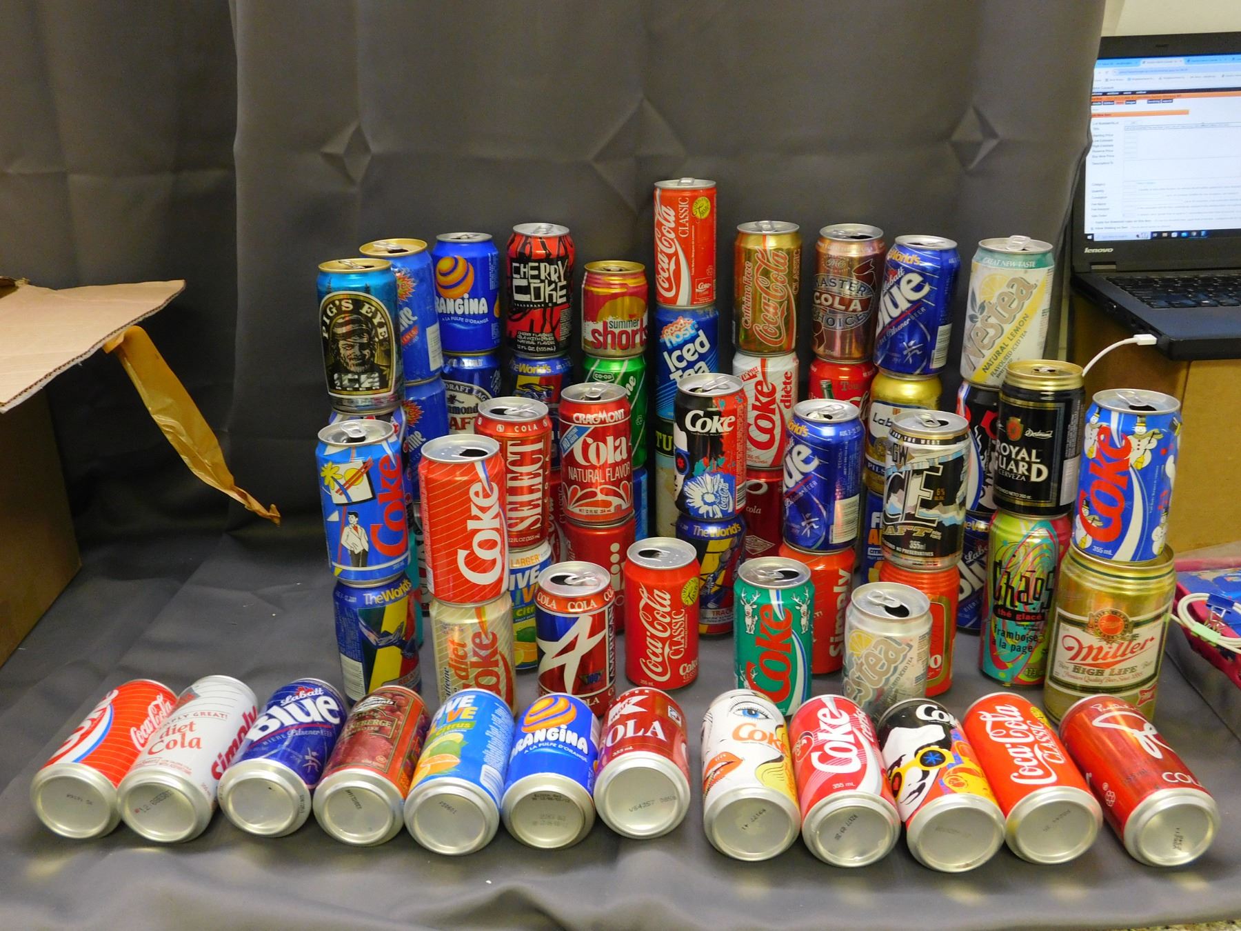 Lot of 64 Assorted Pop and Beer Cans Lots of Coke Coca Cola Limited ...