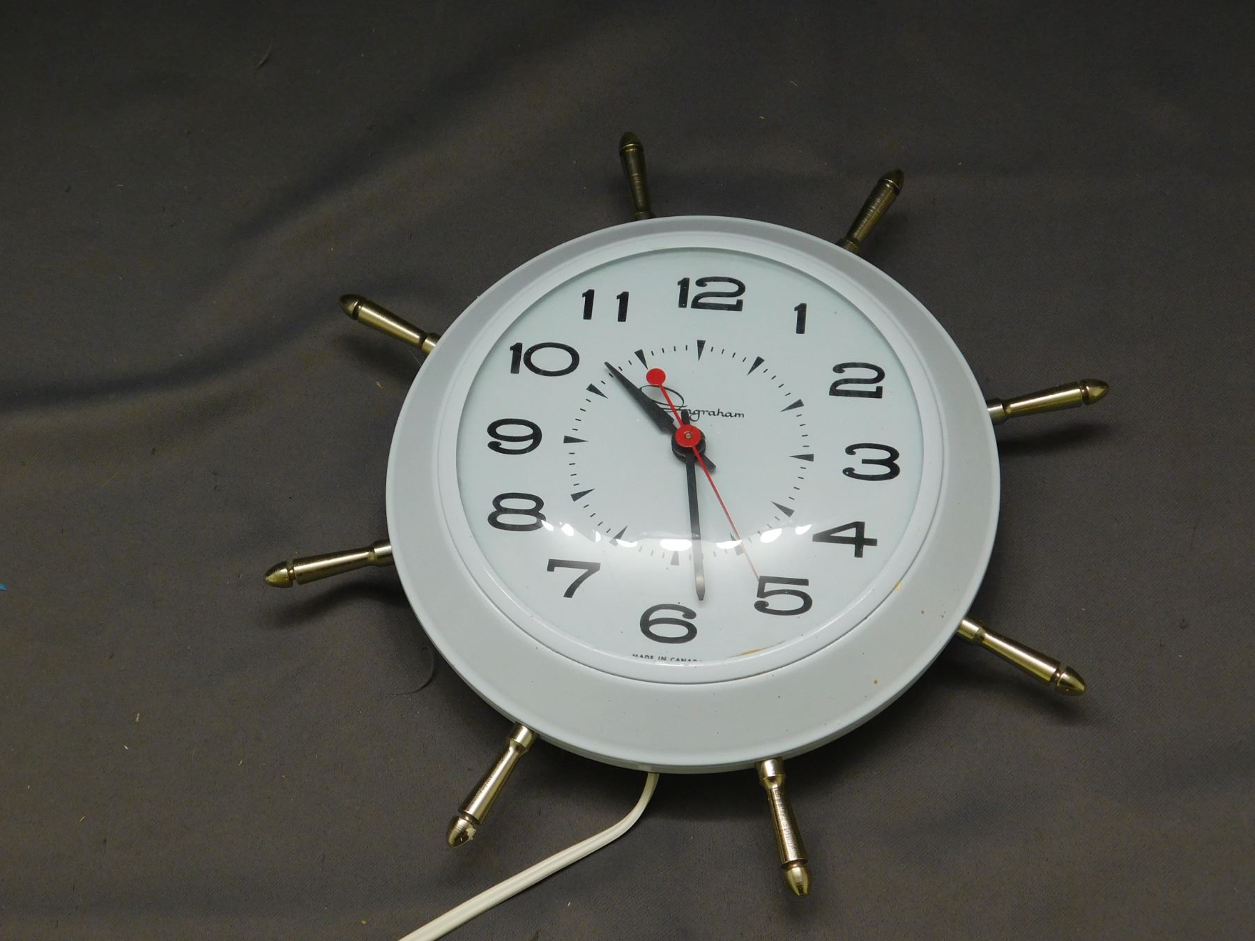 Vintage White Ingraham Plug In Electric Wall Clock Kitchen Clock ...