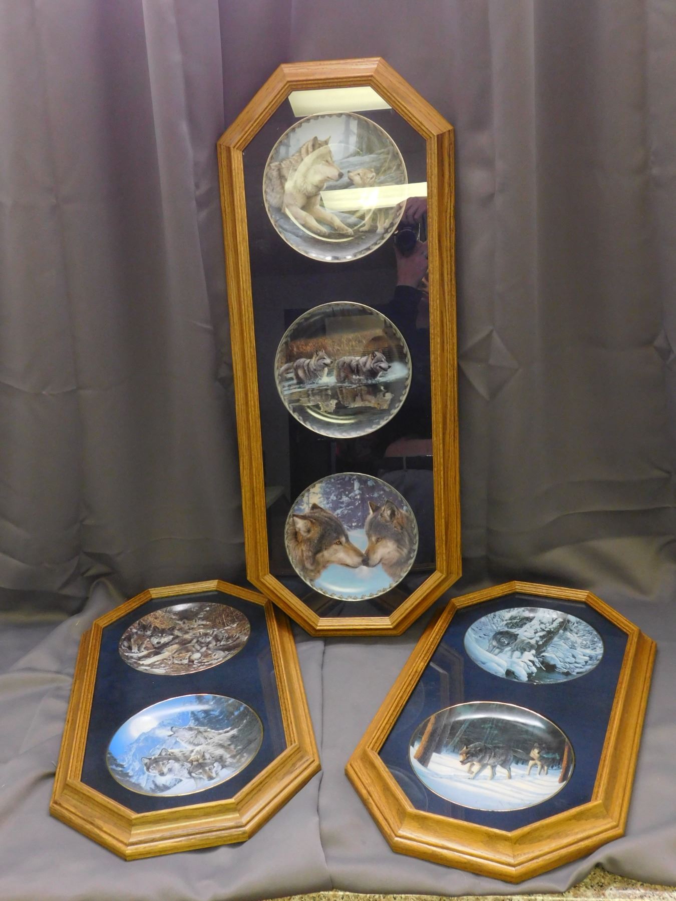 Lot of 3 Framed Mounted Bradford Exchange Collectible Plates Wolf ...