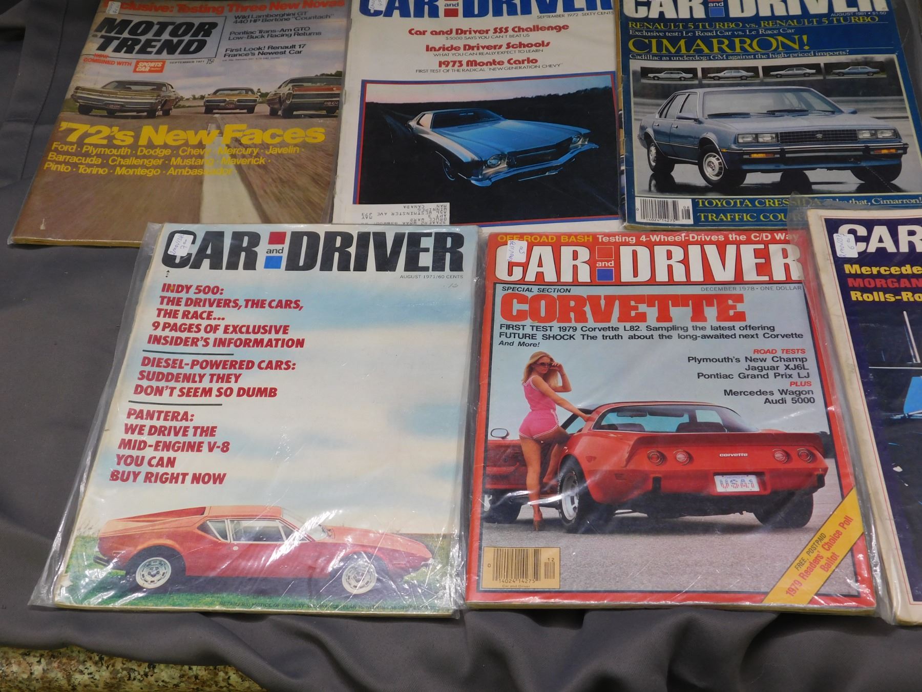 Lot of 7 Vintage Motor Trend and Car Driver Vehicle Magazines circa 1970s