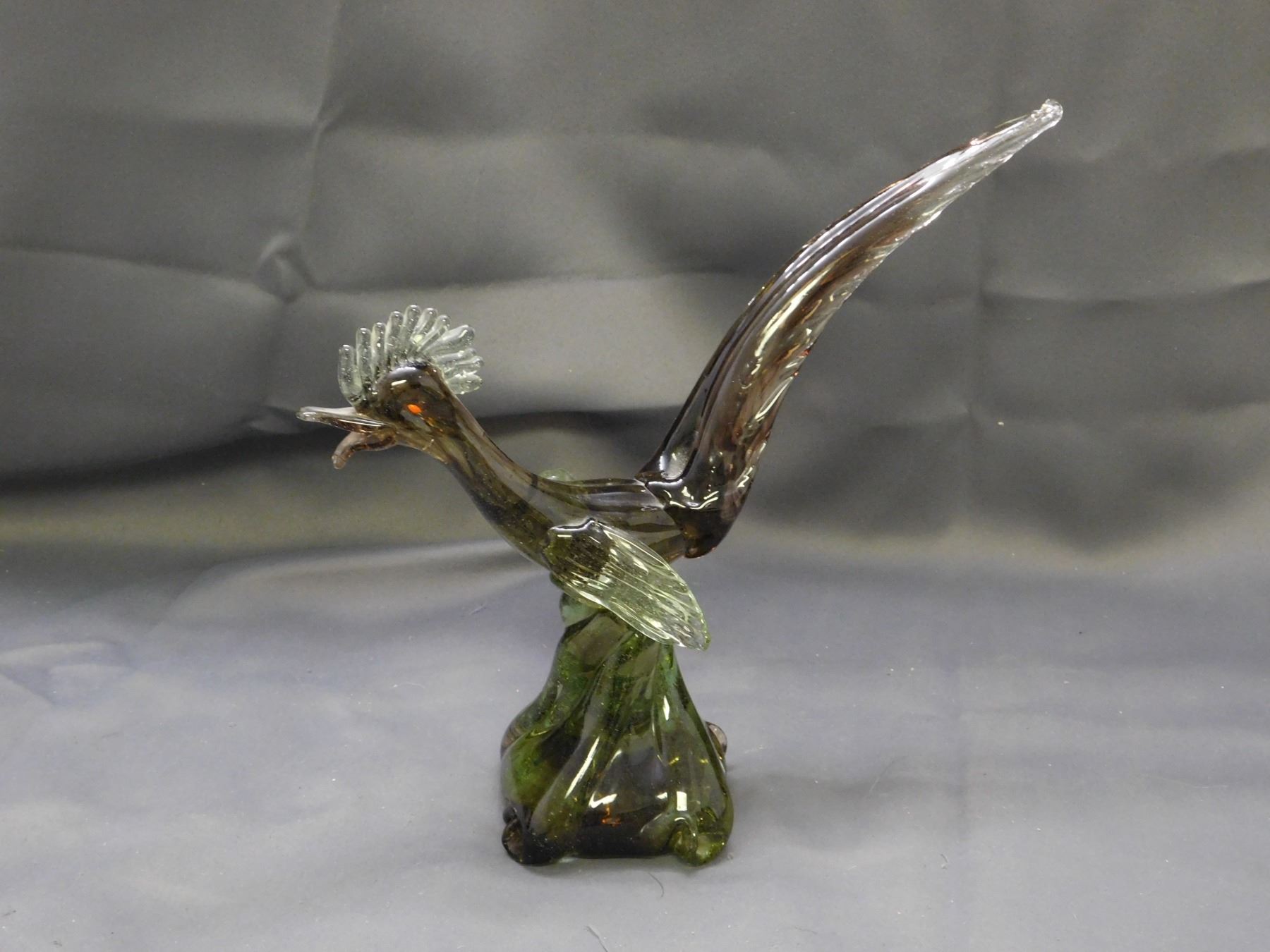 Vintage Art Glass Blown Glass Road Runner Bird Sculpture
