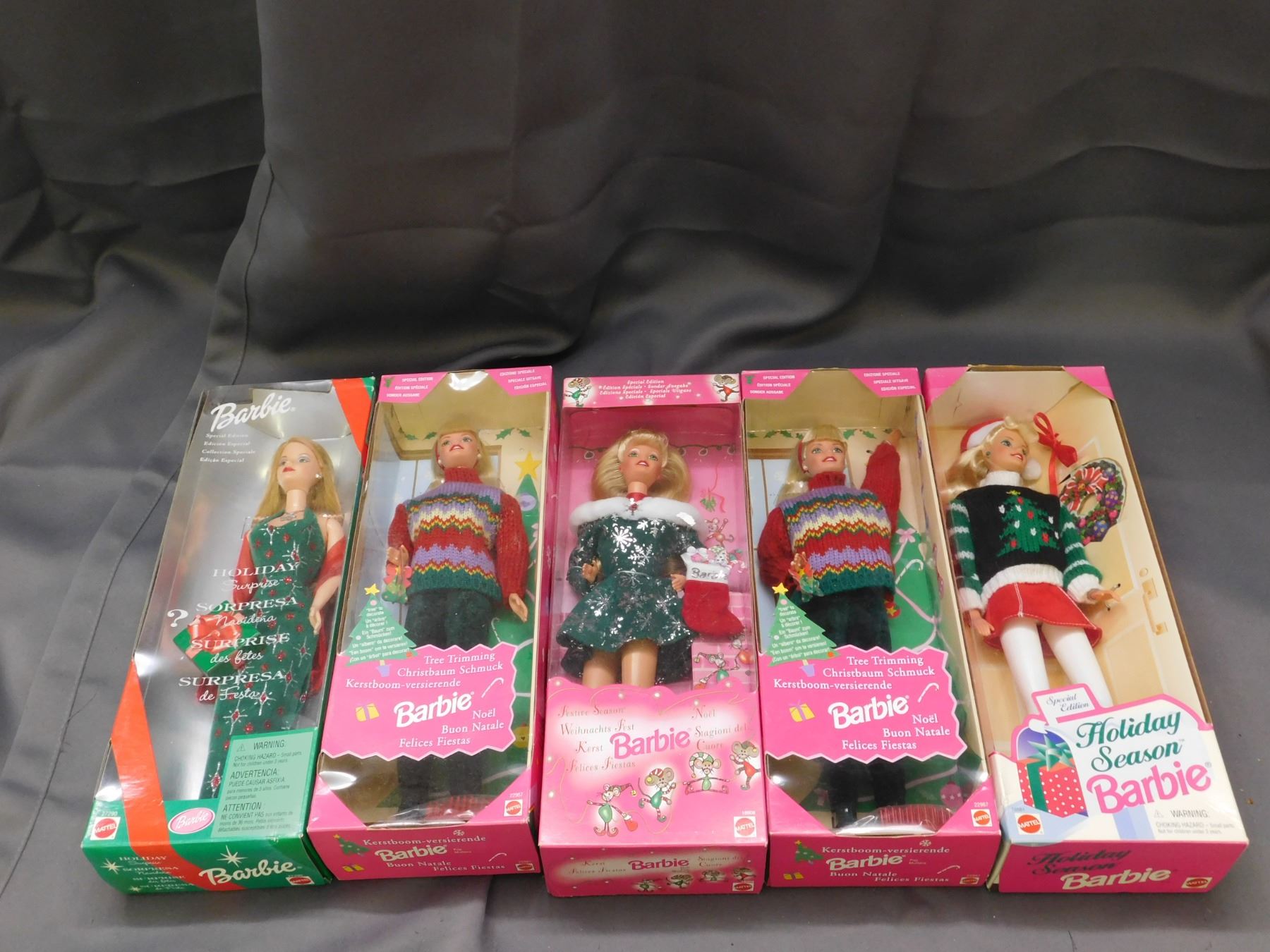Lot of 5 Vintage Holiday Barbies 90s - 2000s