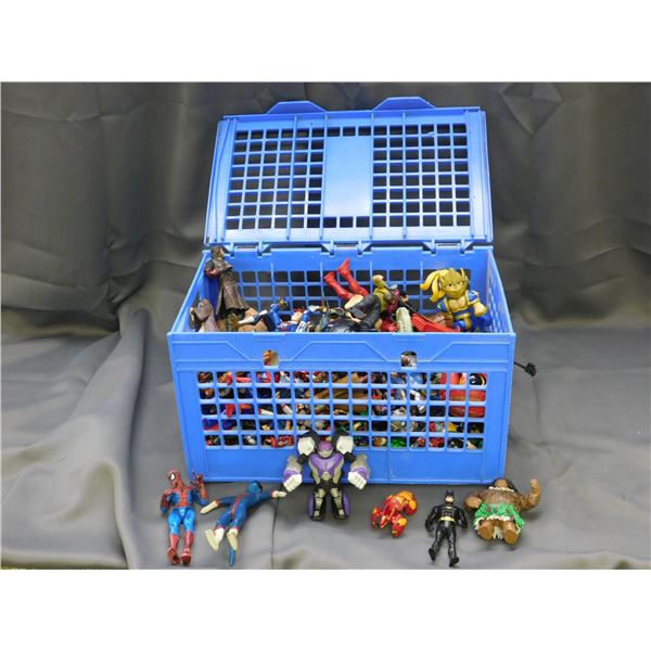 Blue Crate Full of 90s - 2000s Action Figures