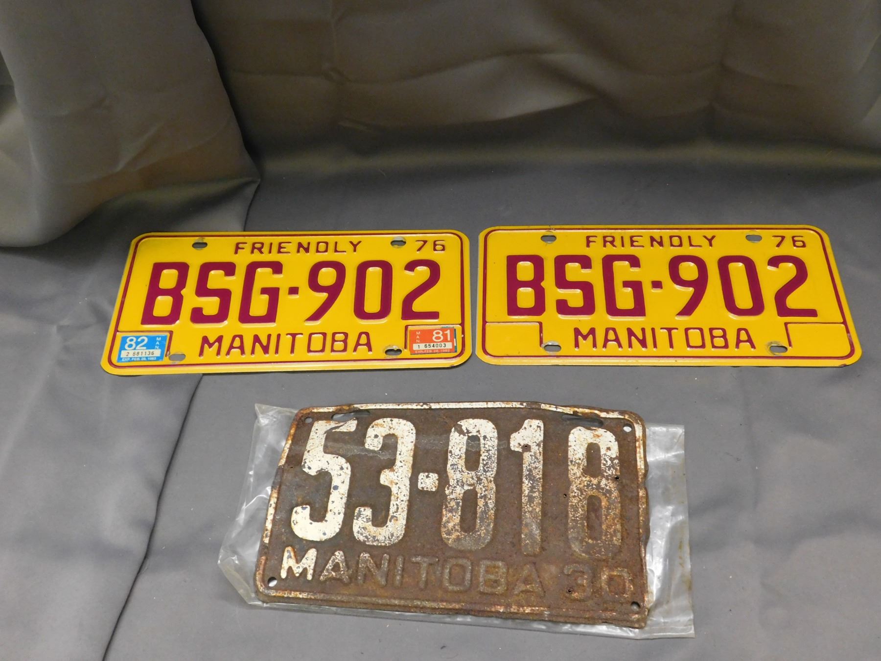 1930 and 1976 Licence Plates. Some rust and bends on 1930 plate, 1976 ...