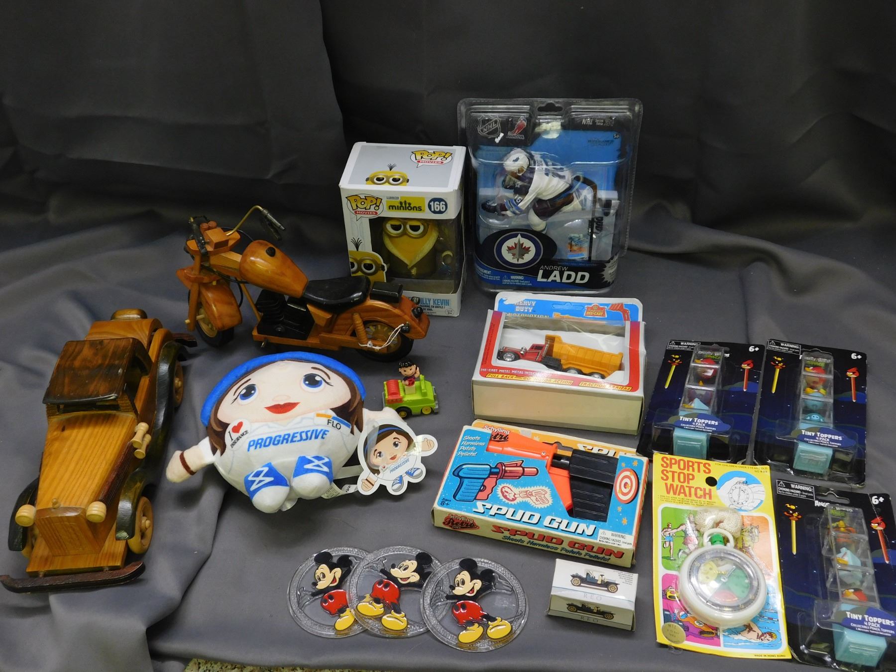 Lot of Assorted Toys, Collectibles Minions Funko Pop, Andrew Ladd Jets ...