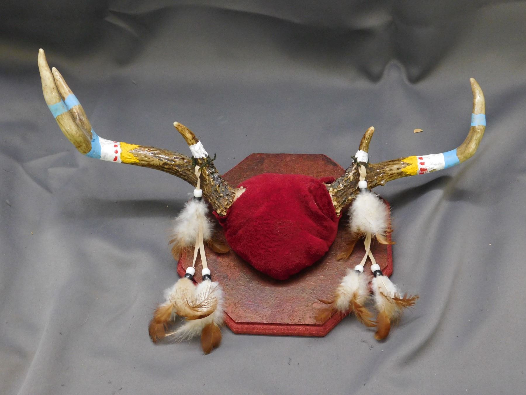 Wall Mounted Set of Horns Indigenous Aboriginal Painted & Decorated ...