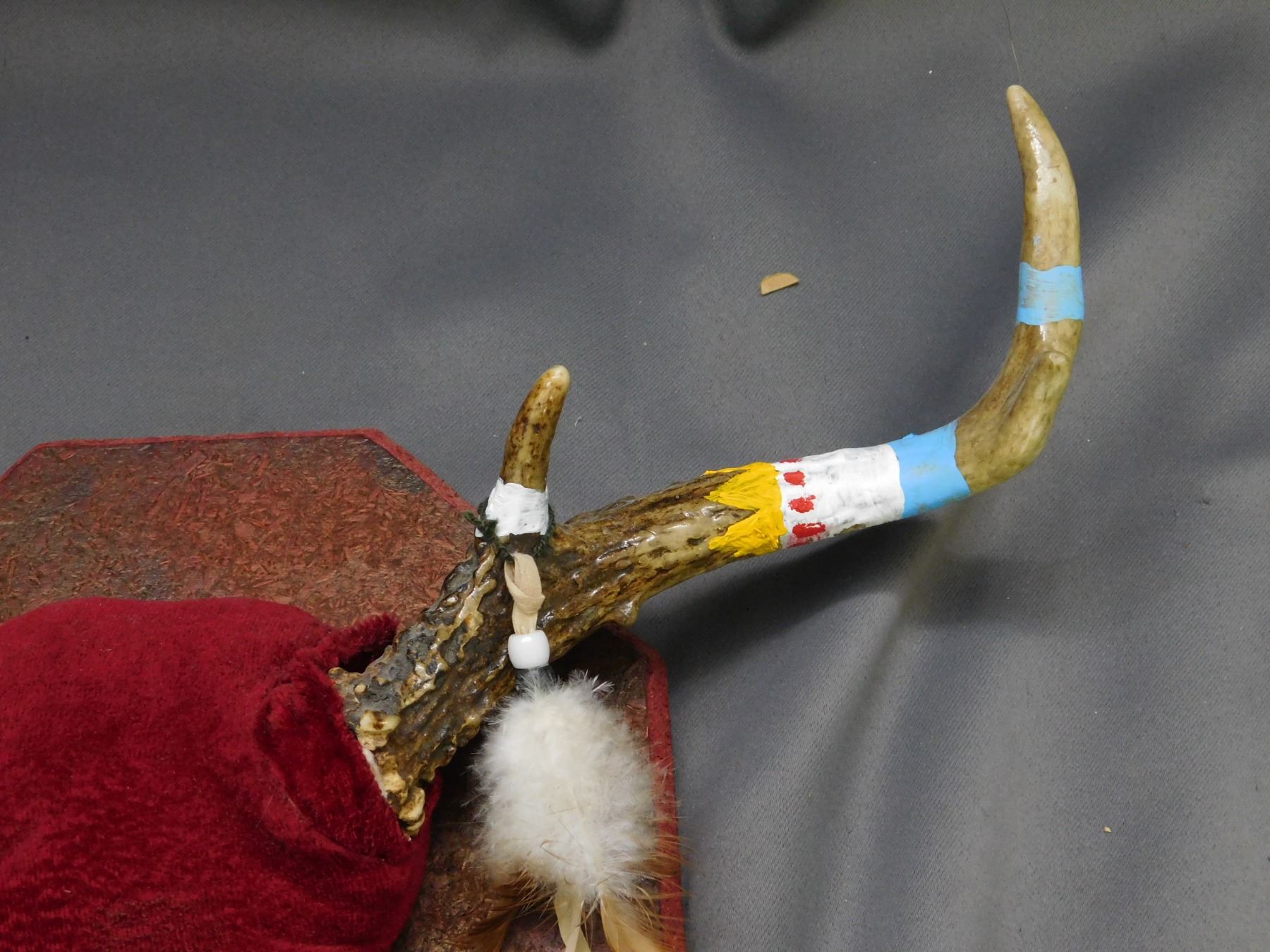 Wall Mounted Set of Horns Indigenous Aboriginal Painted & Decorated ...