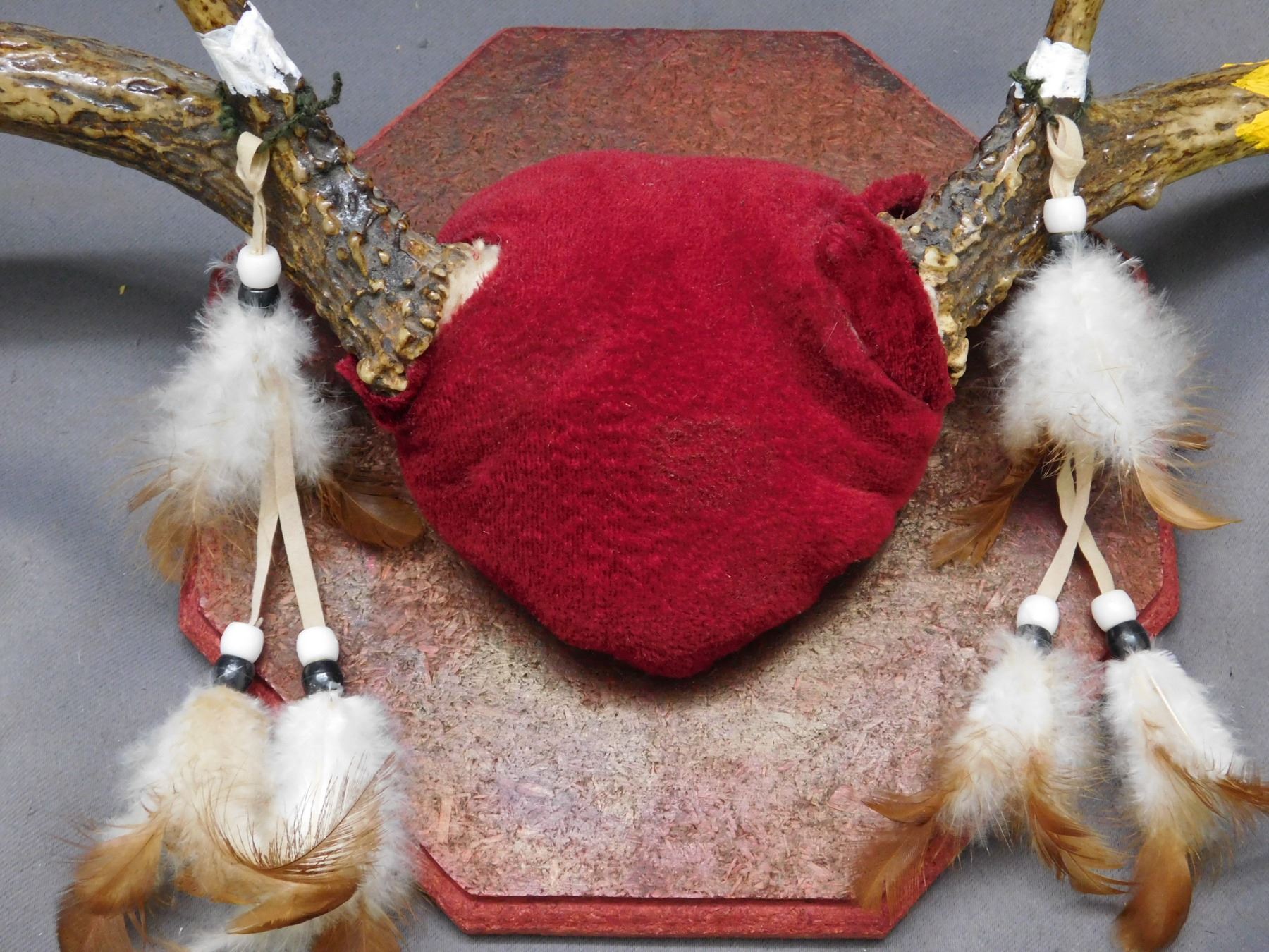 Wall Mounted Set of Horns Indigenous Aboriginal Painted & Decorated ...