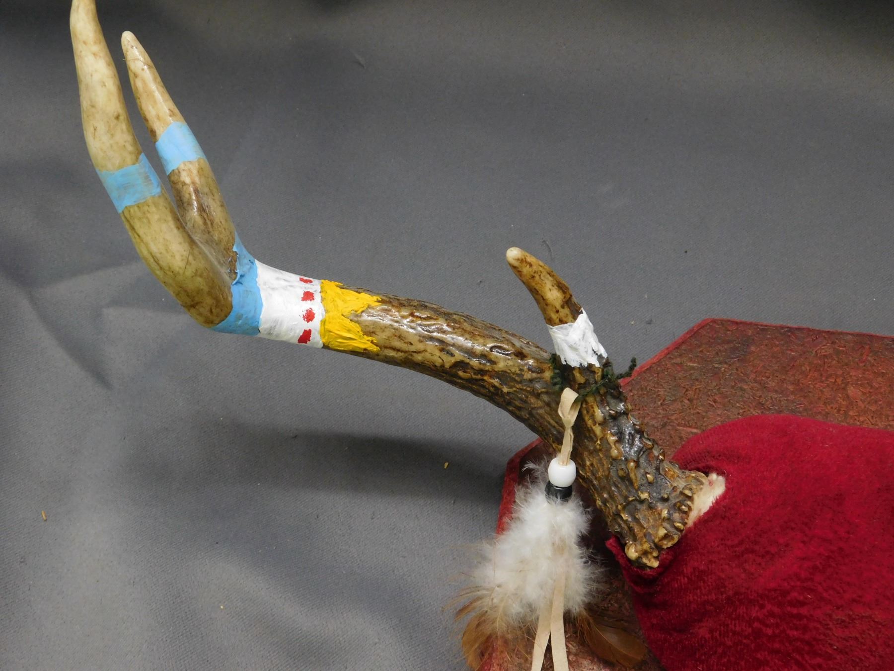 Wall Mounted Set of Horns Indigenous Aboriginal Painted & Decorated ...