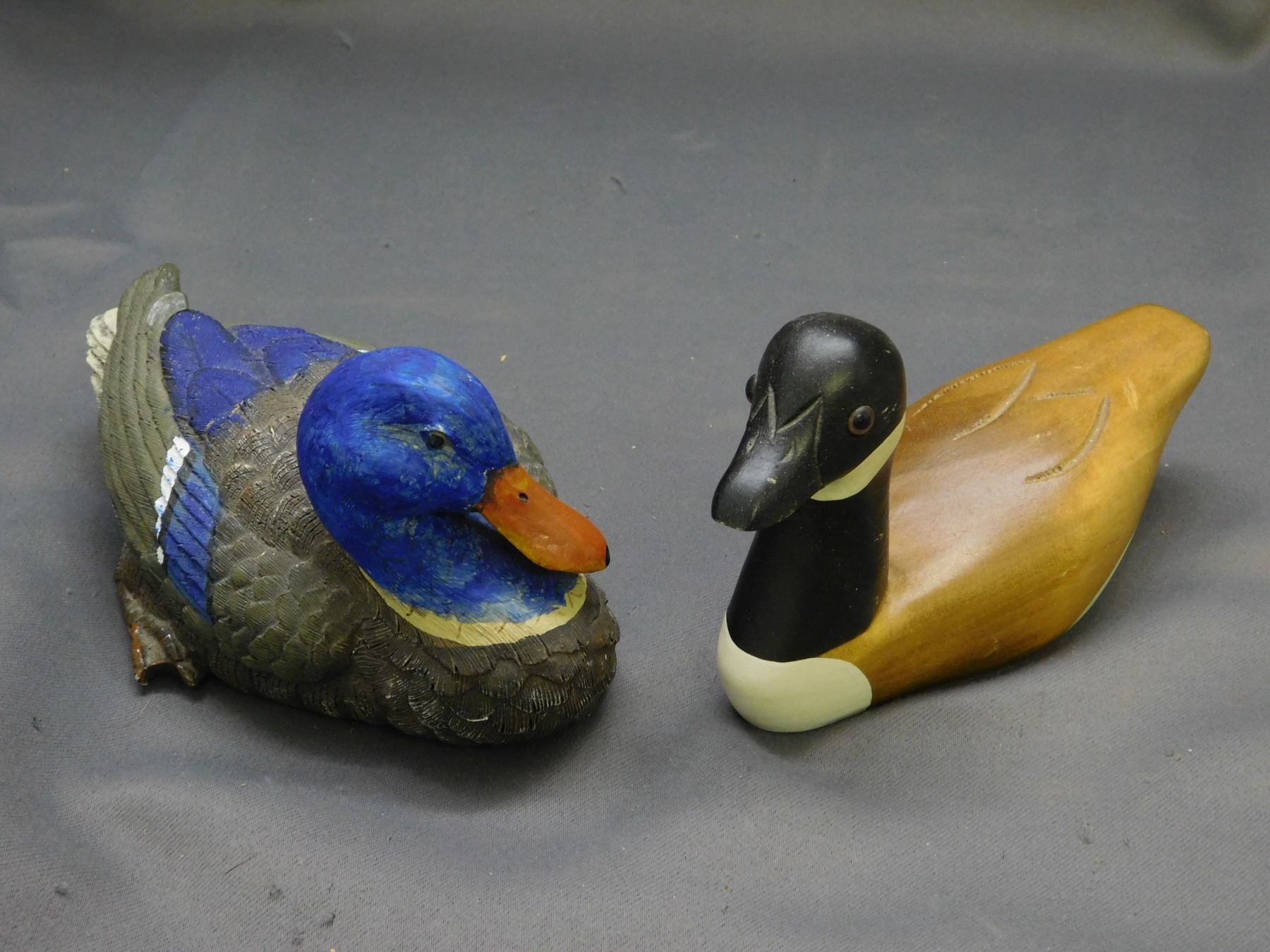 Lot of 2 Duck Decor: Hummel Woodworking Canada Goose Sculpture and ...