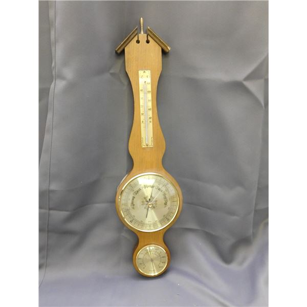 Vintage Wooden Frame Barometer Unmarked