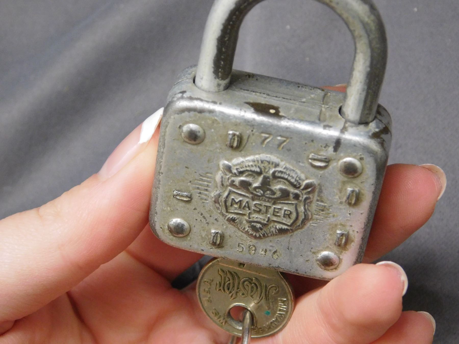 Vintage Master Lock and Key Lion Head Logo