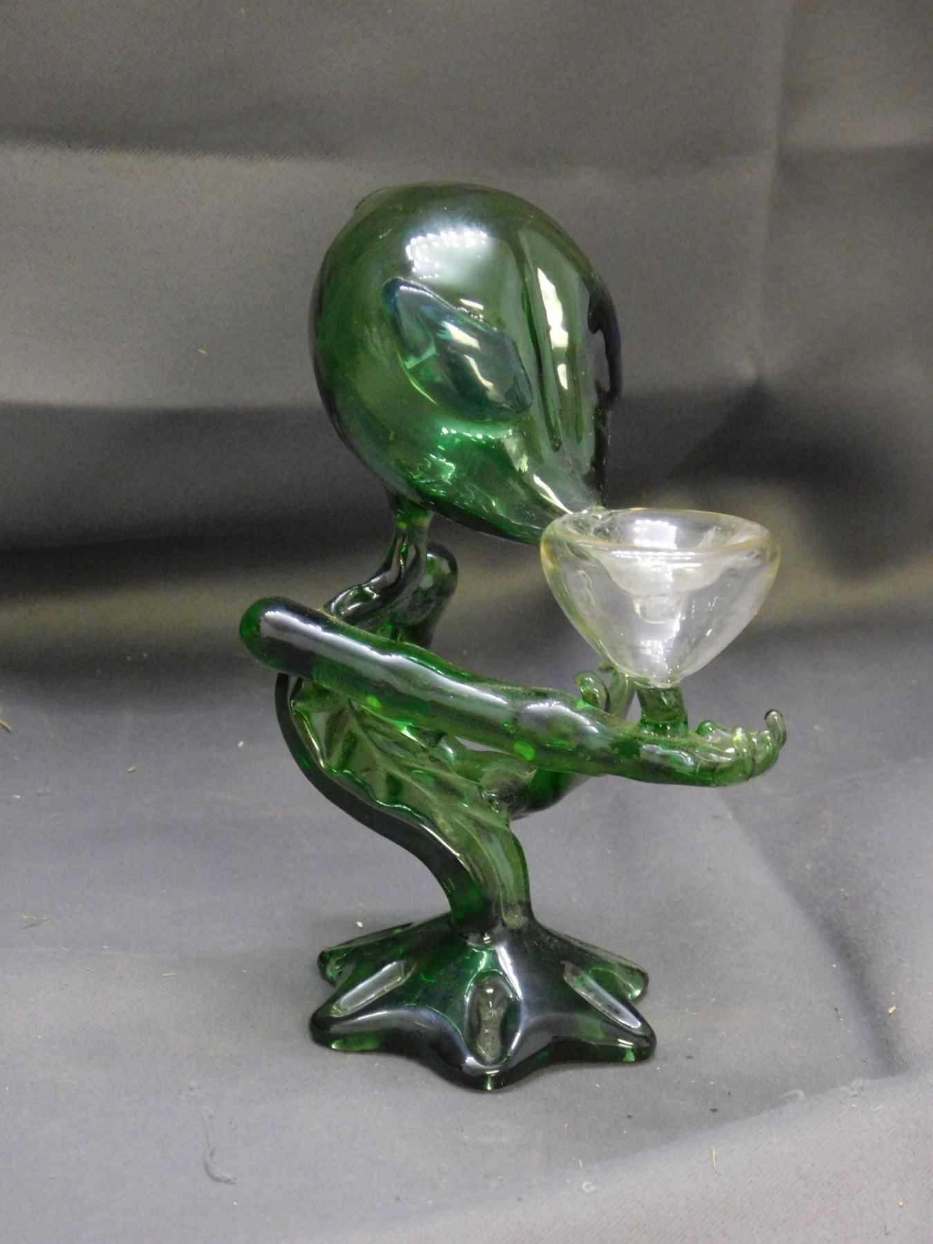 Art Glass Green Alien Pipe