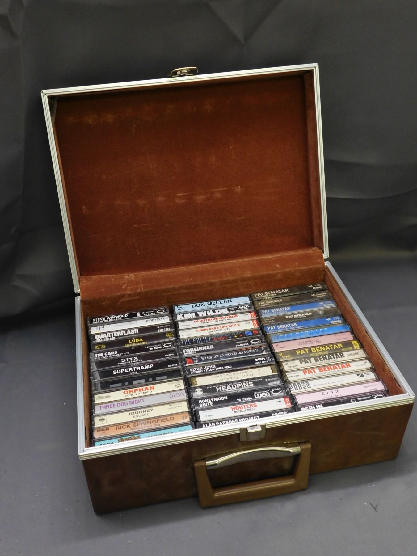 Case Full of 42 Cassette Tapes Pat Benatar, 80s Rock, Styx, Headpins ...