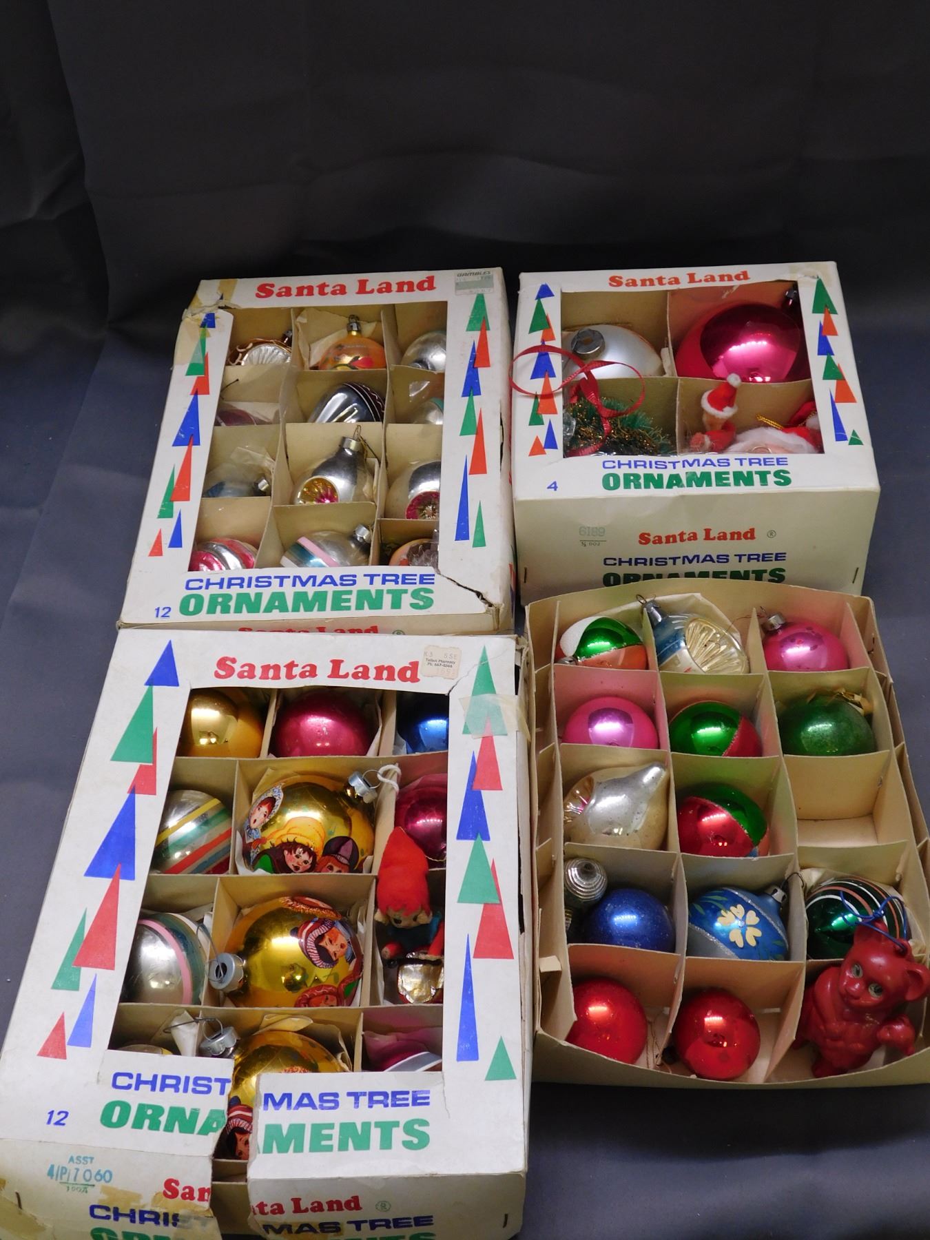 Lot of 4 Boxes 42pcs Total Vintage Blown Glass Christmas Ornaments ...