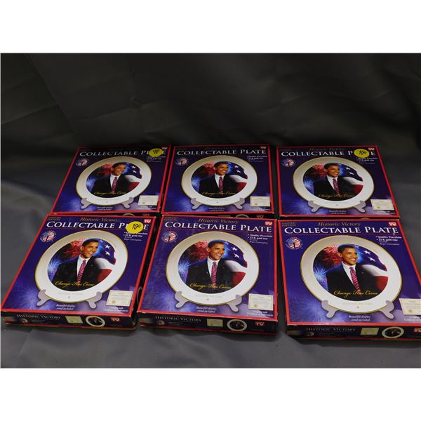 Lot of 6 Collectable Plate Obama 22k Gold Rim