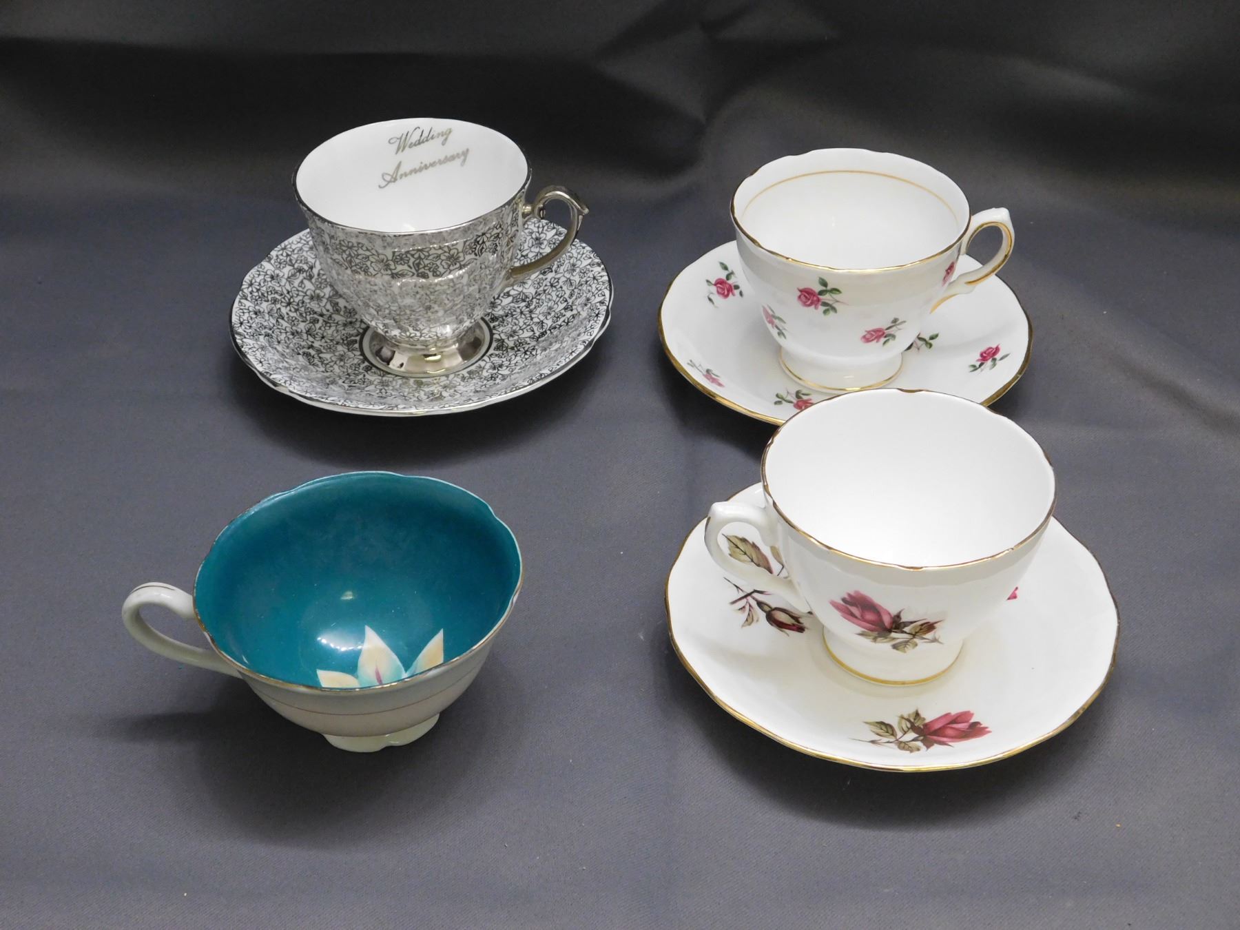 Lot of 4 Tea Cups and 3 Saucers Queen Anne, Colclough, Bone Windsor ...