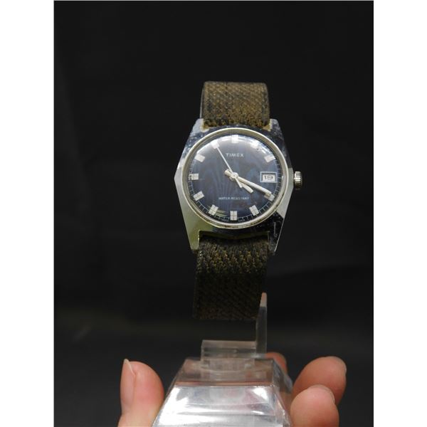 Vintage Timex Blue Face Mechanical Wristwatch
