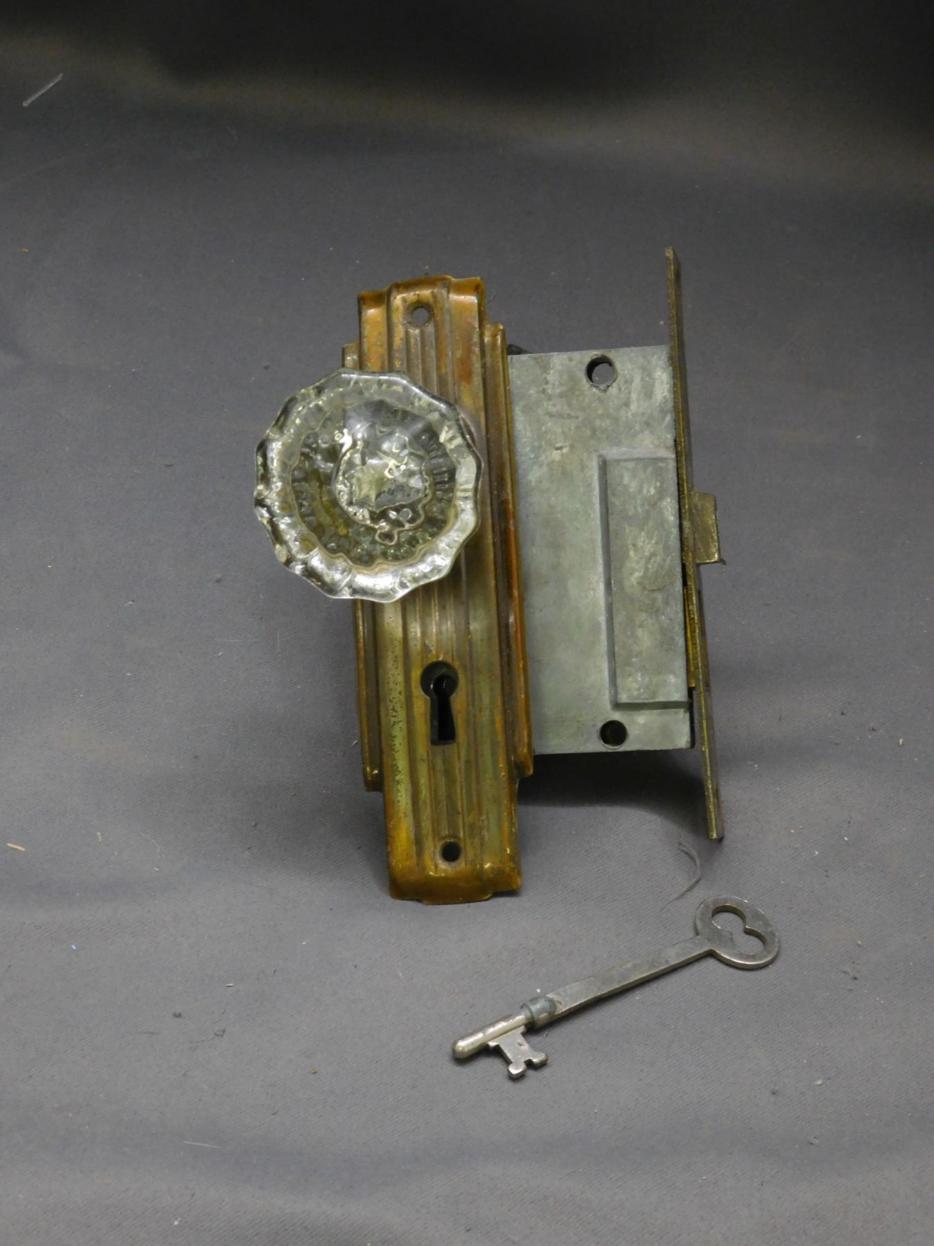 Glass Door Knob, Locking Mechanism with Matching Skeleton Key