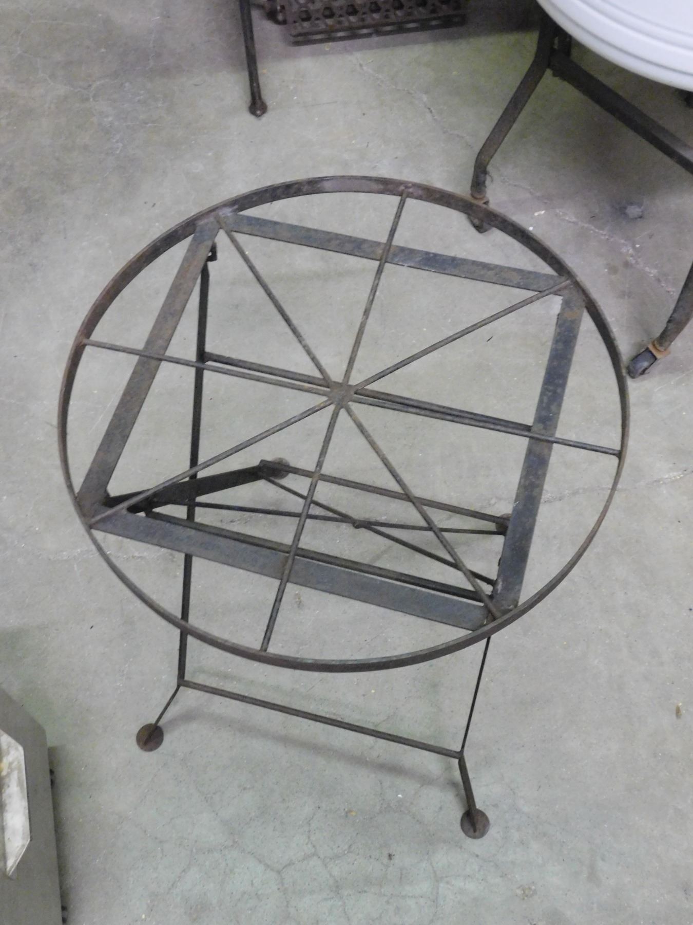 Vintage Rod Iron Folding Patio Table / Plant Stand