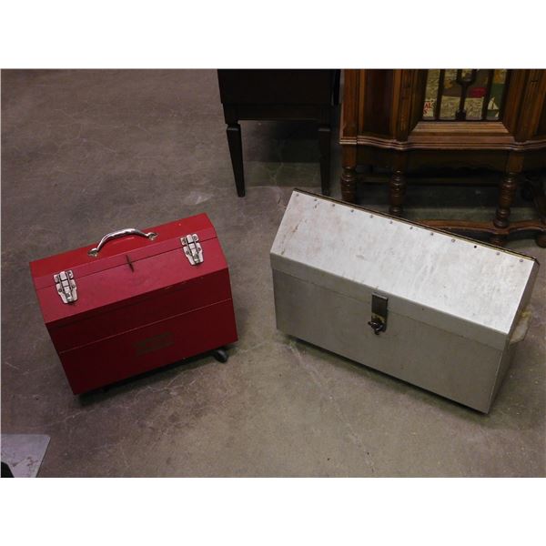Lot of 2 Rolling Metal Tool Boxes