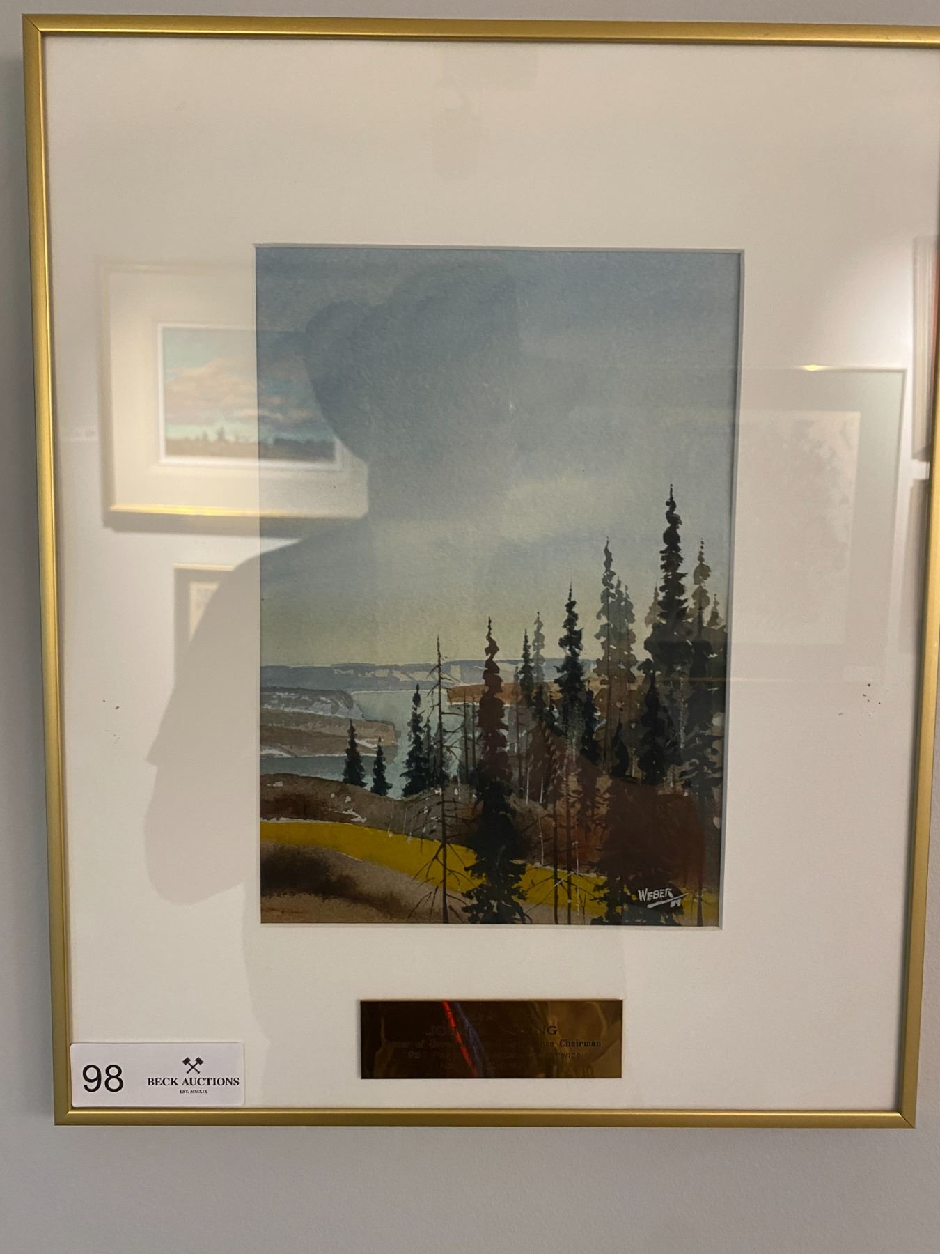 George Webber " Spuce At A Lake" Watercolour13L x 17W