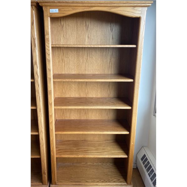 Solid Oak Book Shelf 33w X 11d X 72t Beck Auctions Inc