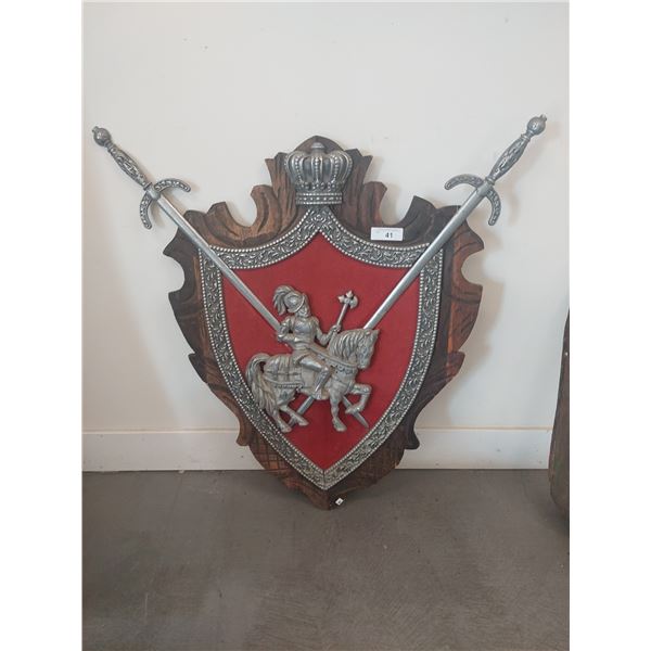 Large Wood And Metal Crest