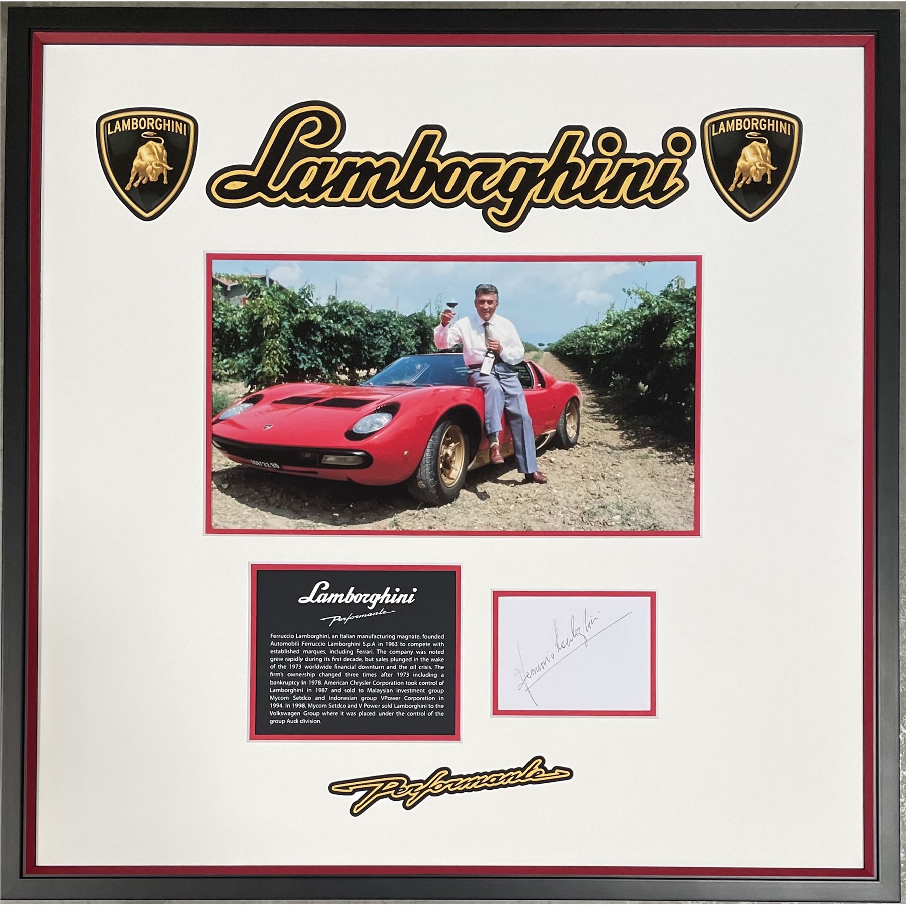 Ferruccio Lamborghini original signature collage