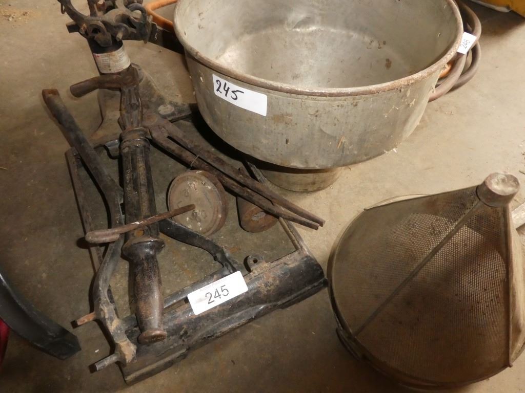 parts of antique scale/galvanized funnel