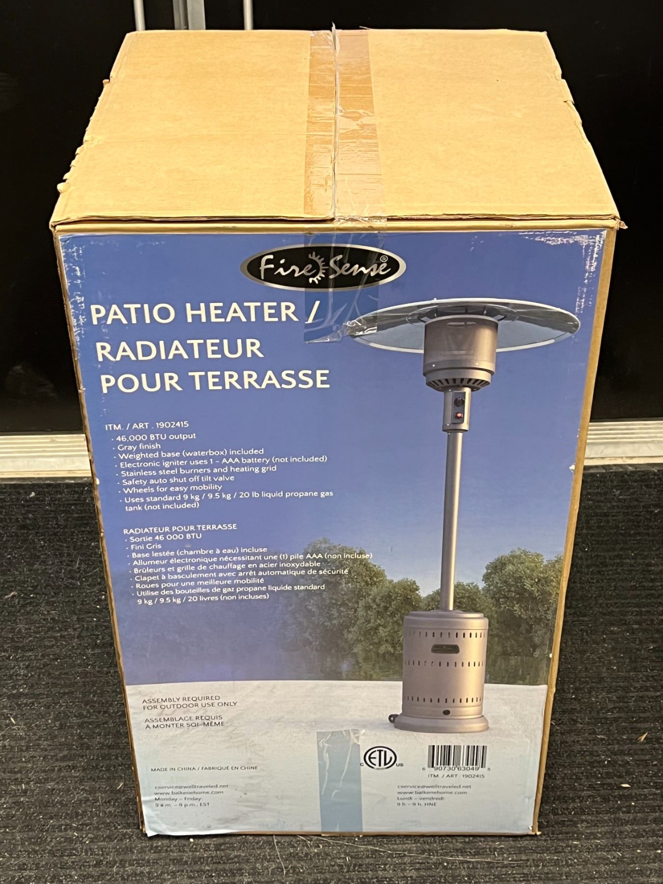 Fire Sense Patio Heater - Looks new in box - see photos for size and ...