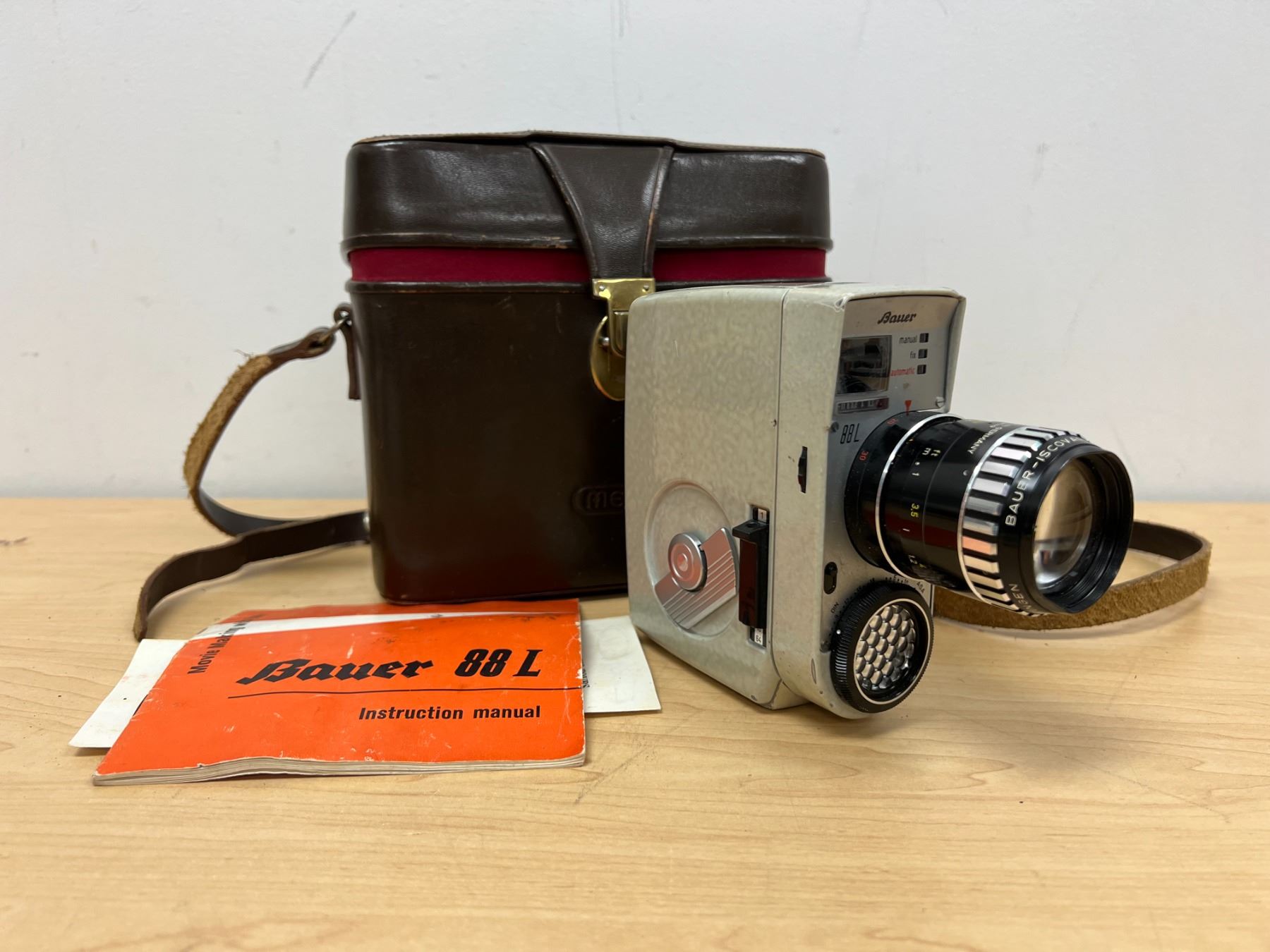 Vintage Bauer 88L Movie Camera w/manual & case as pictured, not tested