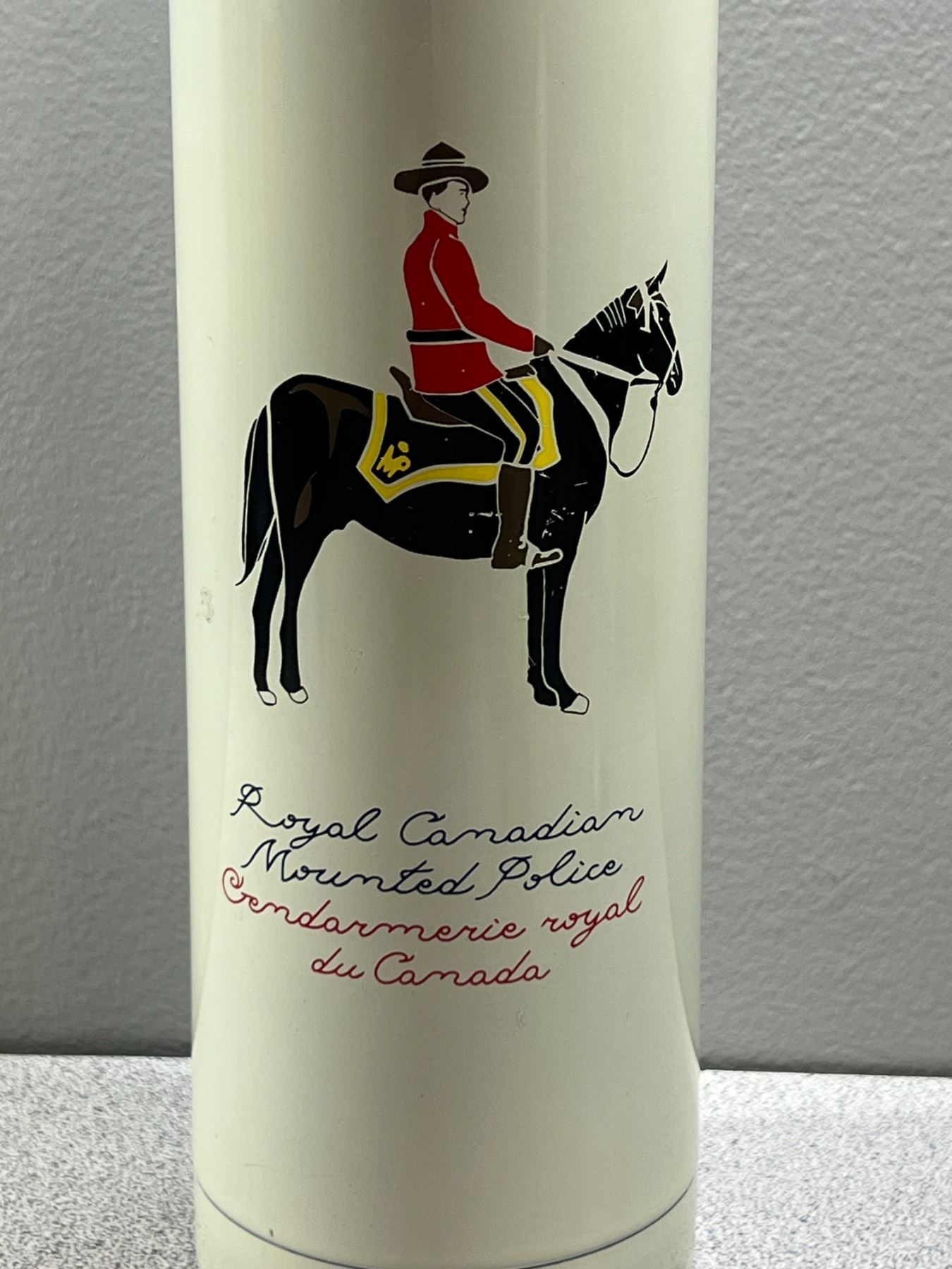 Royal Canadian Mounted Police RCMP Thermos Bottle 11.25"T see photos