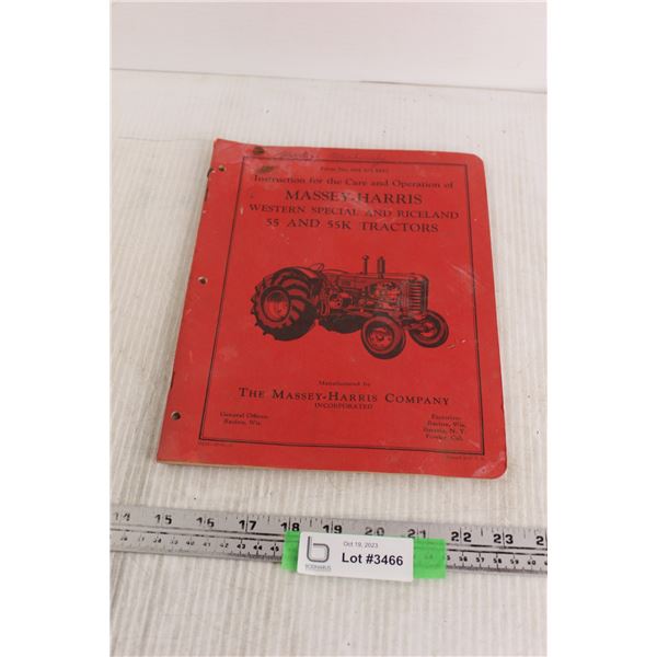 Massey Harris Operating Manual Bodnarus Auctioneering