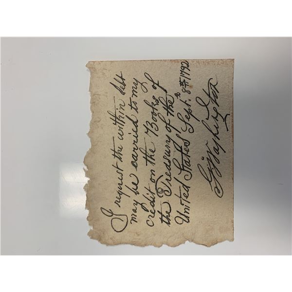 George Washington signed note. GFA authenticated