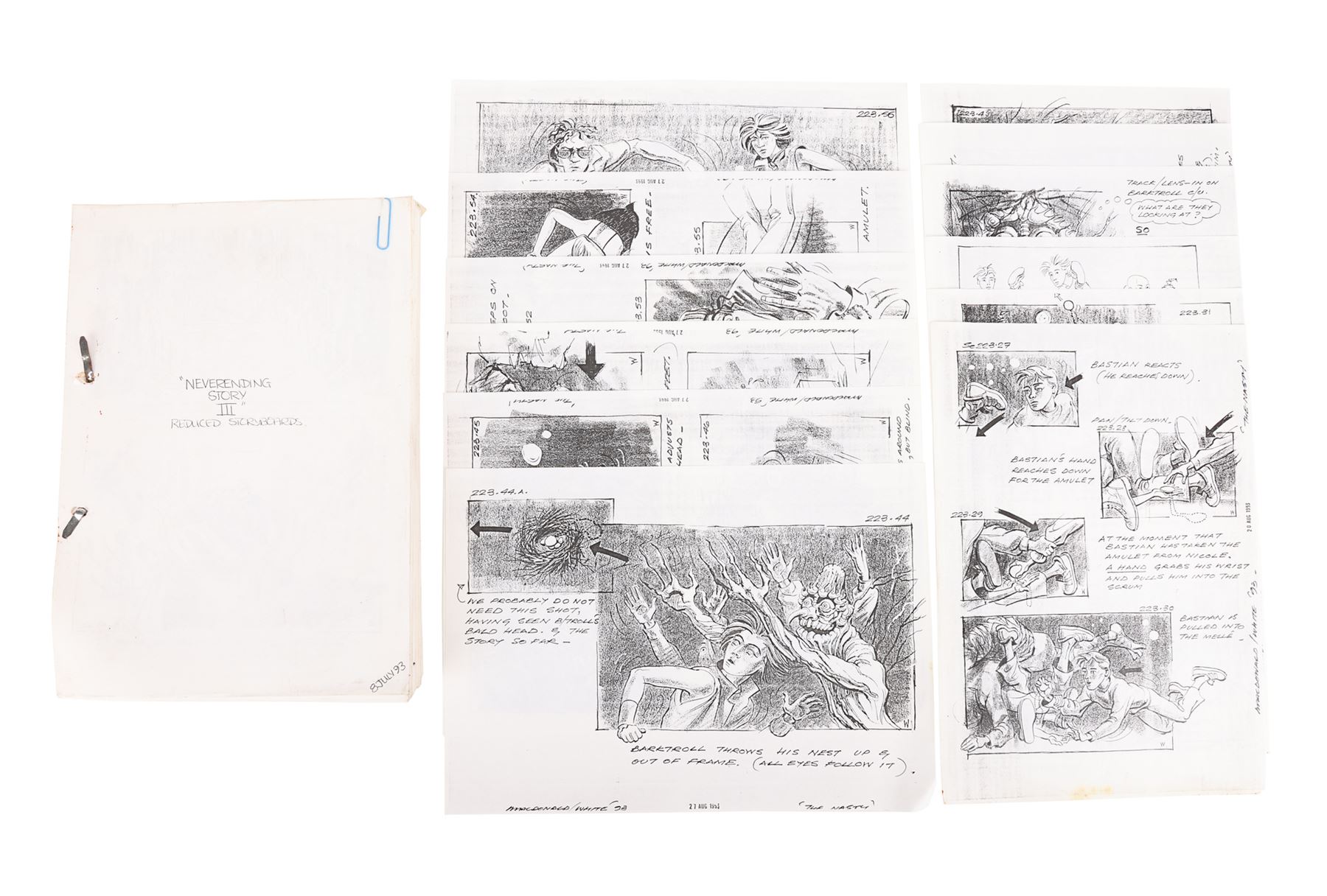 Lot #1442: THE NEVERENDING STORY III (1994) - Set of Storyboards