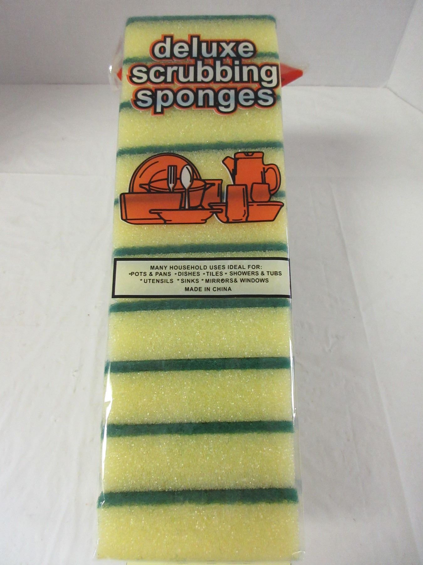 NEW: DELUXE SCRUBBING SPONGES (10) - PER PACKAGE