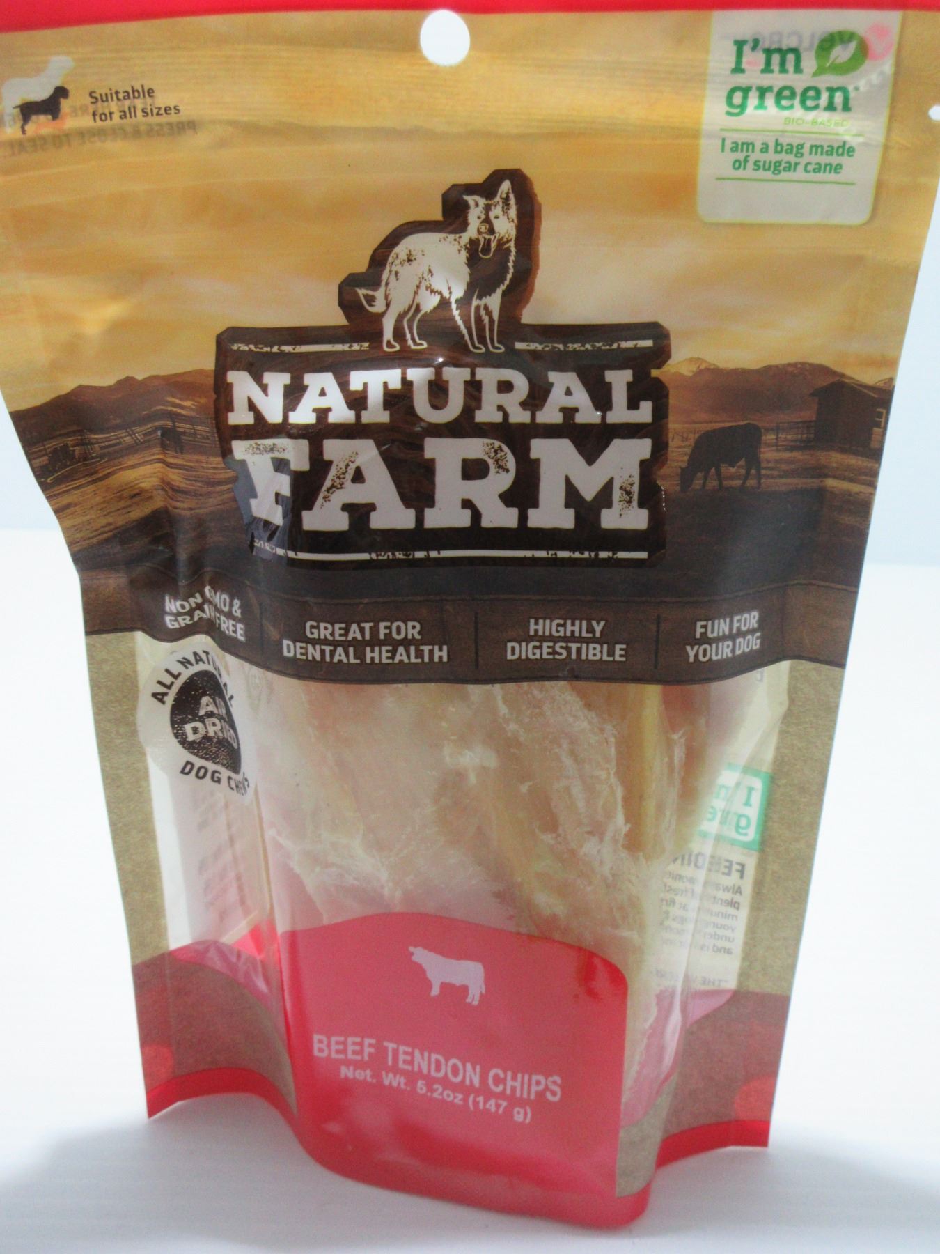 NEW: NATURAL FARM BEEF TENDON CHIPS (147G) - BAG